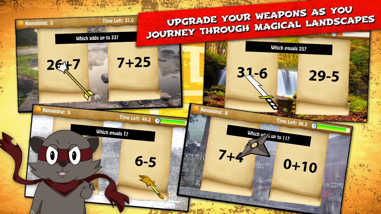 Raccoon Ninja Master: Addition Subtraction Games and Problems for Fast Basic Kindergarten Math ...