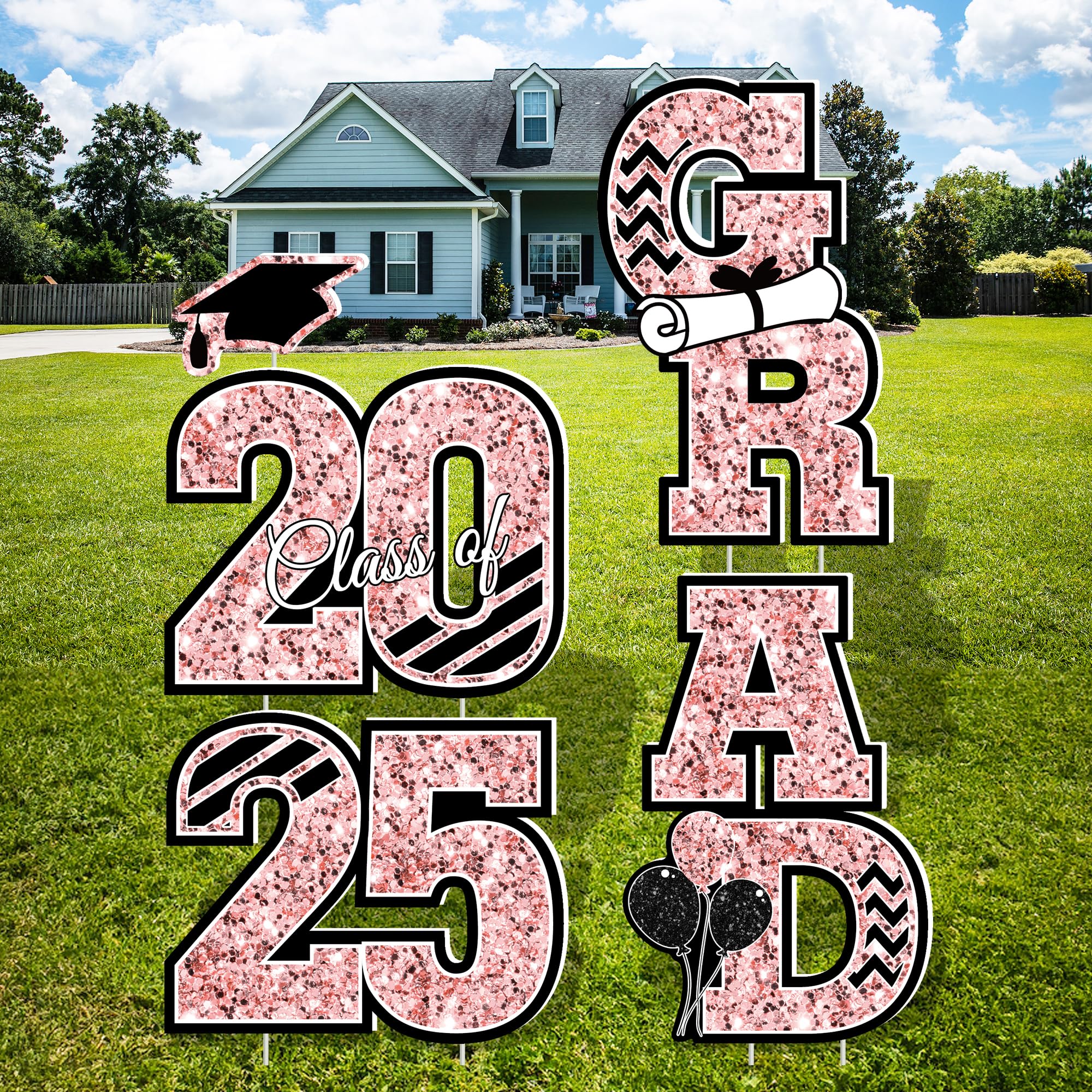 Snapklik.com : 5 PCS 2025 Graduation Decorations, Waterproof Pink ...