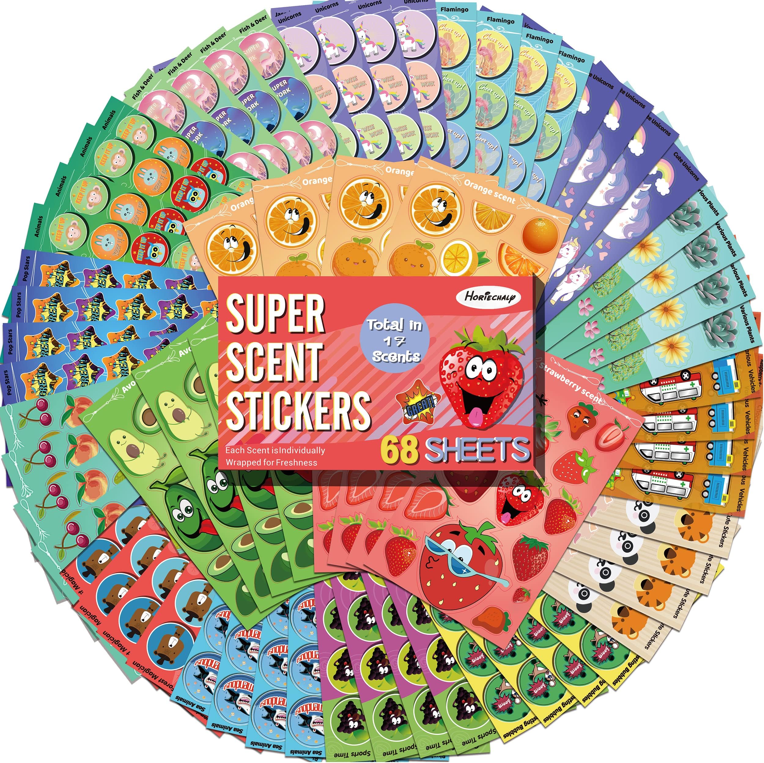 Amazon.com: HORIECHALY Scratch and Sniff Stickers for Kids, 60 Sheets ...