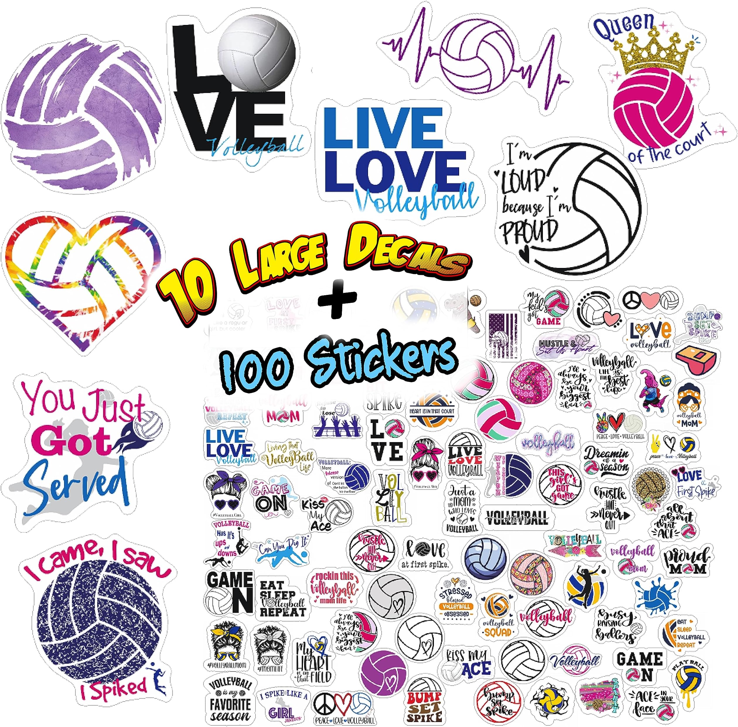 Amazon.com: Volleyball Stickers - XL Size - Volleyball Gifts for Teen ...