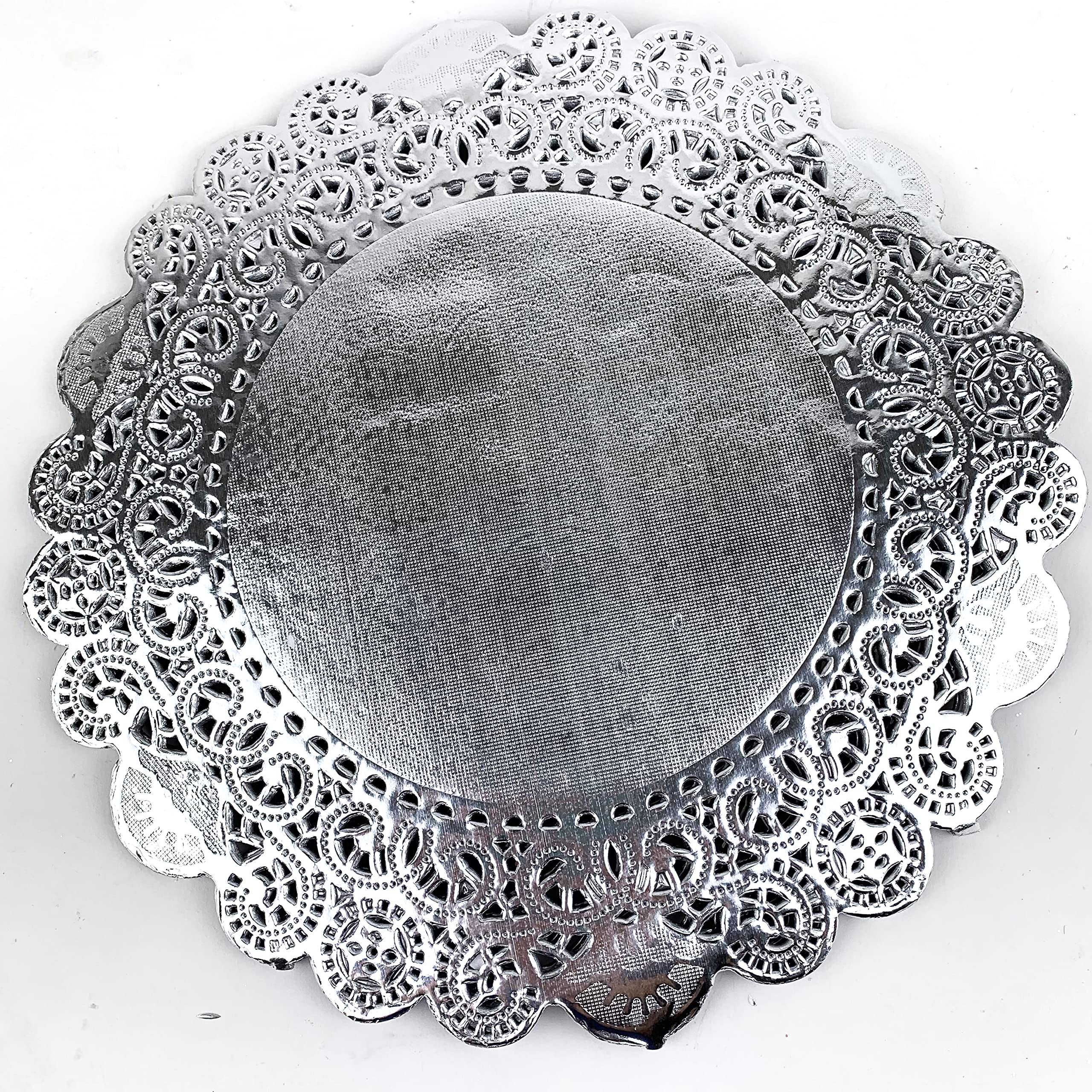 Amazon.com: Worlds 50pc Round Silver Metallic Foil Paper Doilies, Lace ...