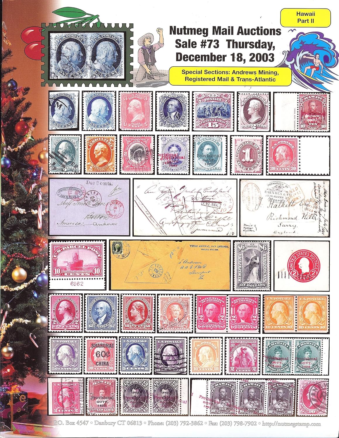 Nutmeg Stamp Sales- United States - Andrews Mining, Registered Mail ...