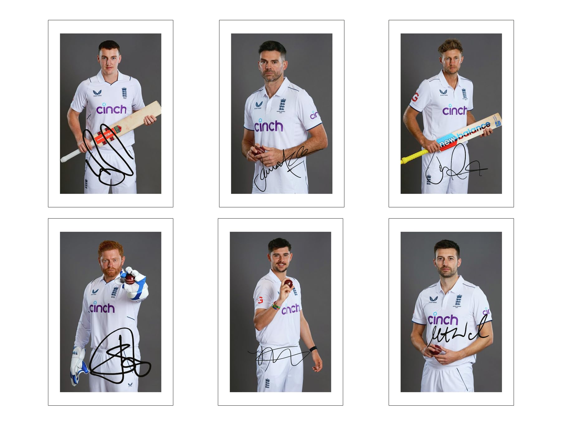 Set Of 17 England 2023 Ashes Cricket players Signed 6X4 Inch Photo ...