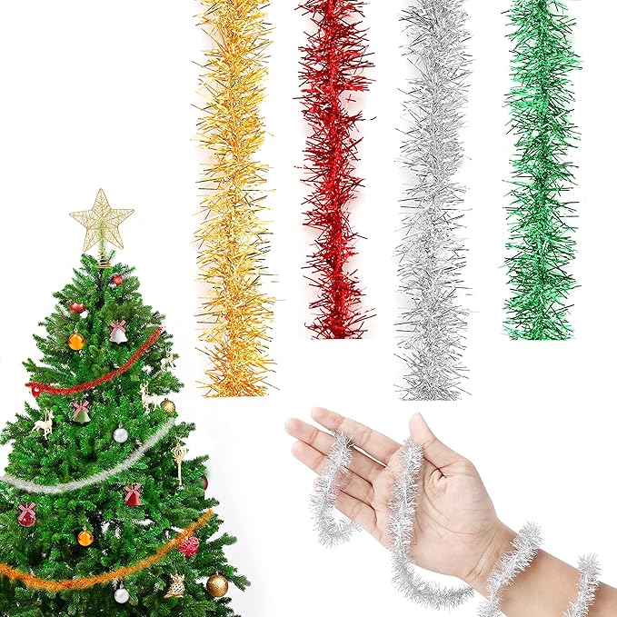 ABOUT SPACE Tinsel String - 3 Metre Shiny Sparkling Christmas Tinsel ...