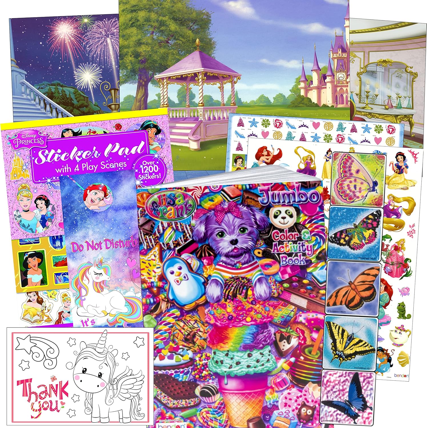 Amazon.com: Lisa Frank Coloring Book and Stickers Activity Set- Bundle ...