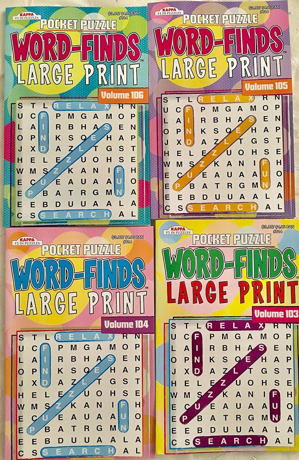 Lot of 4 Kappa Pocket Puzzle Word-Finds Circle-A-Word LARGE PRINT Word ...