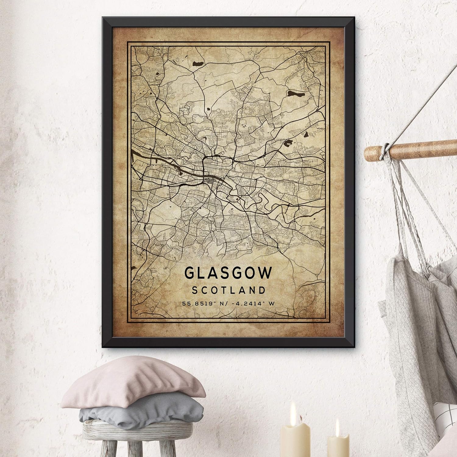Mapa de Glasgow Escocia Mapa vintage de la ciudad Mapa de estilo ...