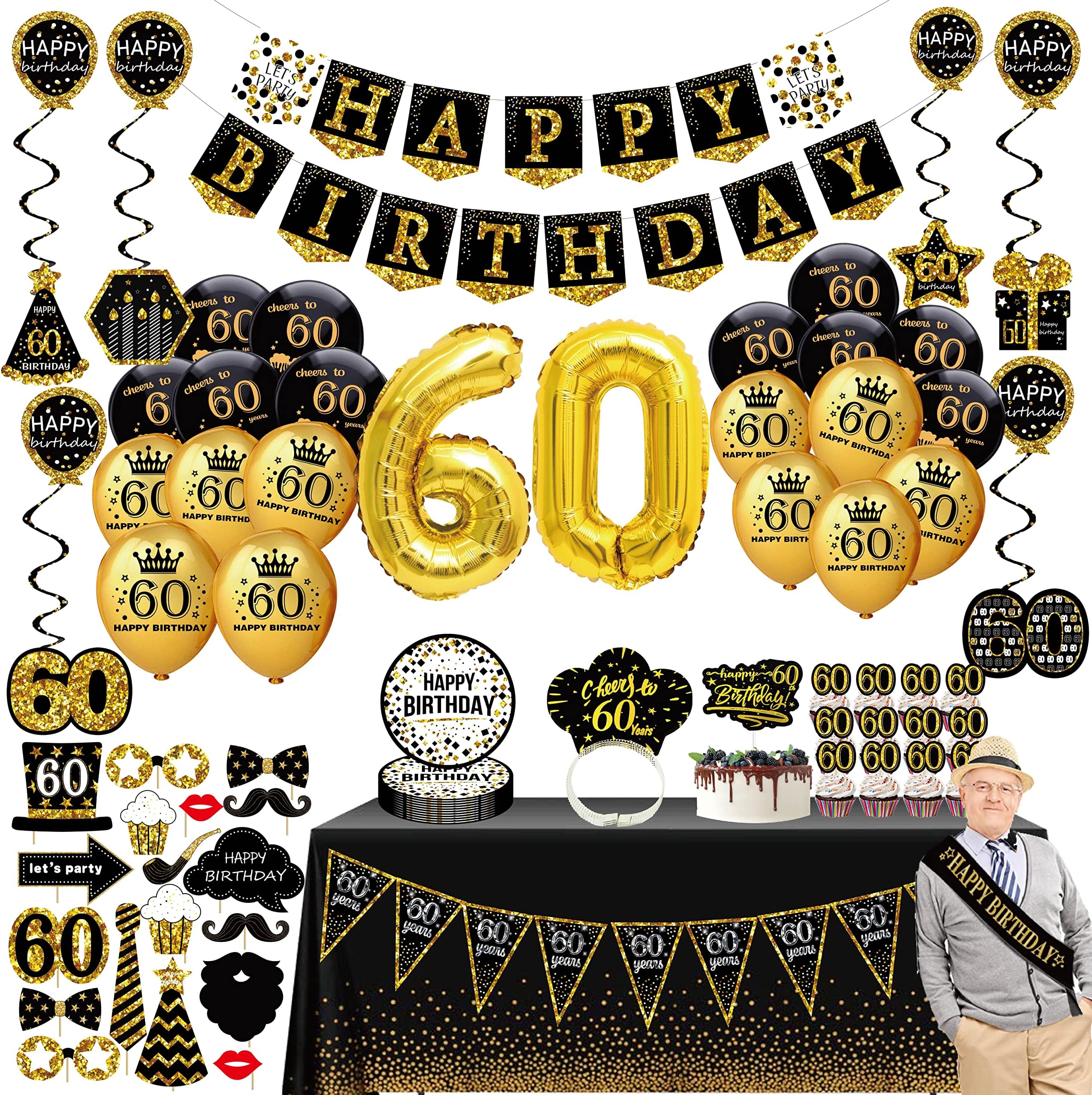 Amazon.com: 60th Birthday Decorations Men Women with 60th Birthday ...