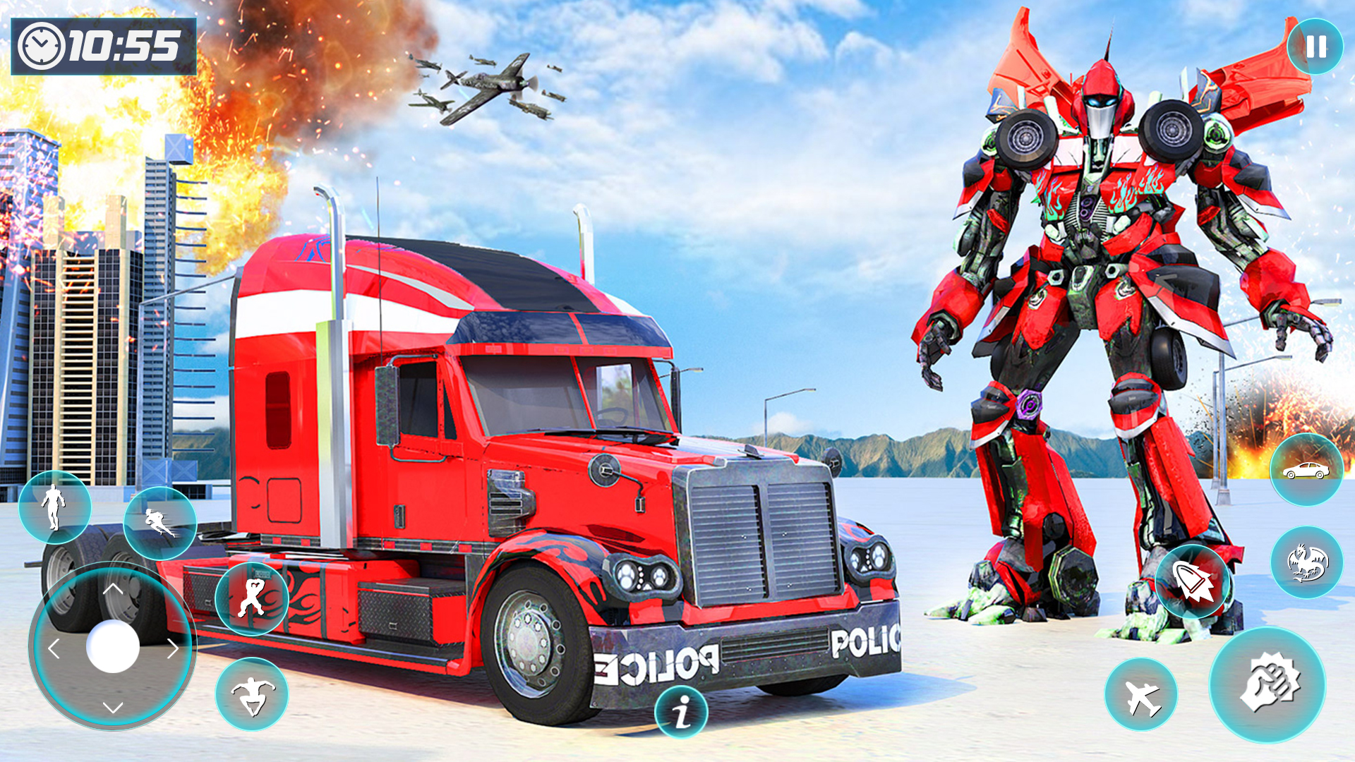 Flying Robot Car Transformation Shooting Robot 2024 - Ultimate Dino Flying Bike Robot Games ...