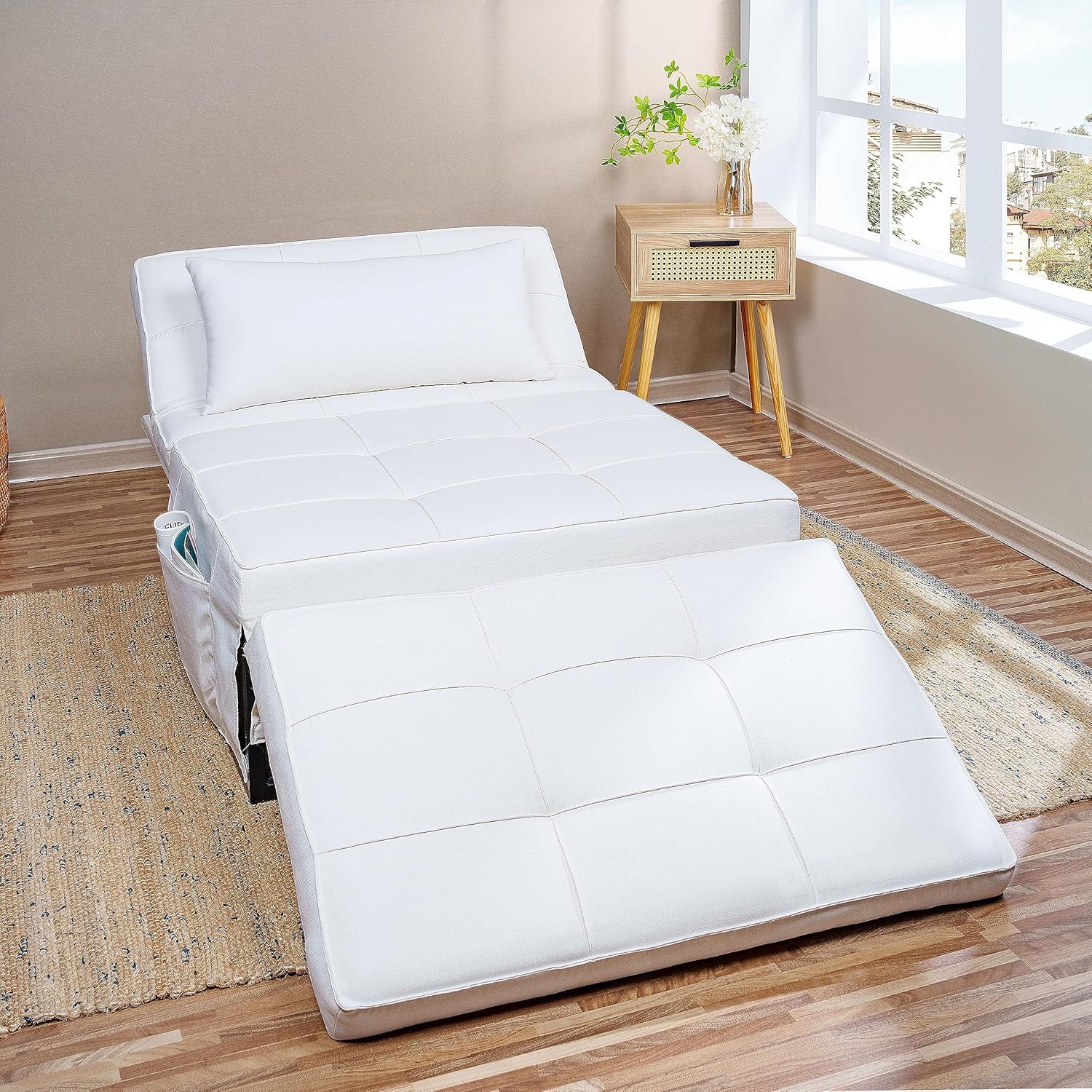 Amazon.com: Folding Chair Bed 4 in 1 Chair Bed Sleeper for Adults Linen ...