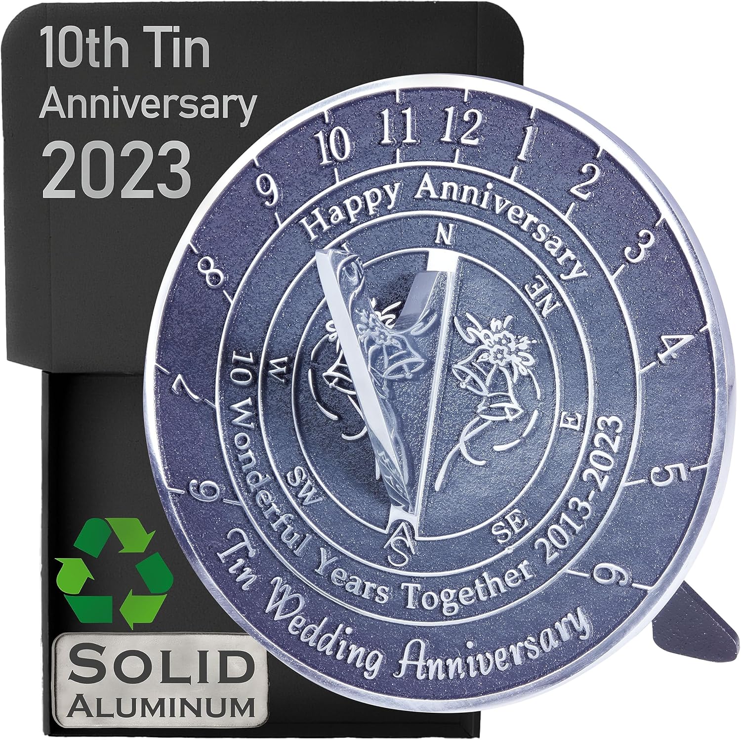 Amazon.com: Anniversary Sundial Gift for 10th Tin Wedding Anniversary ...