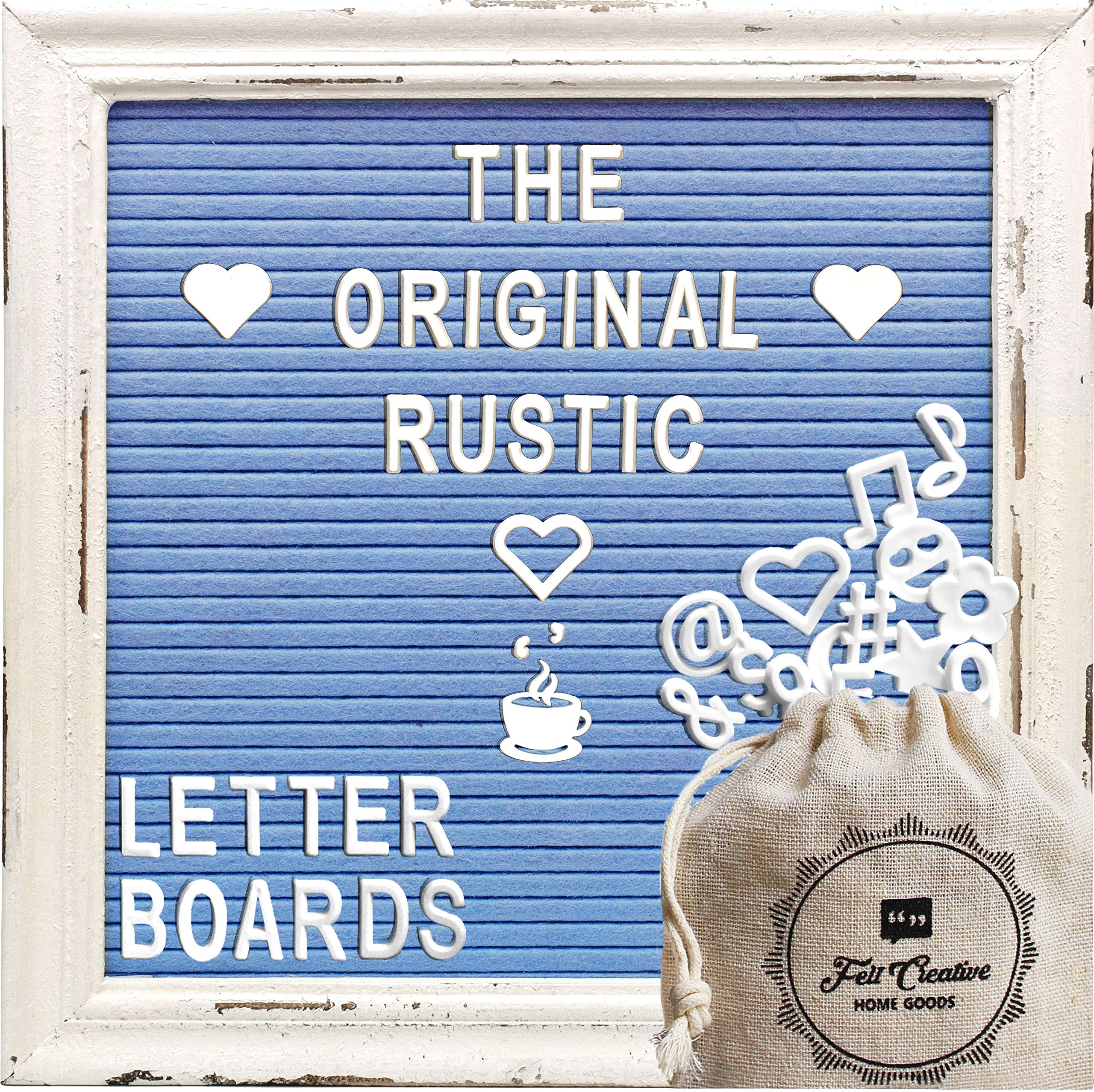 Buy Blue Felt Letter Board Baby Announcement Sign with Rustic Wood ...