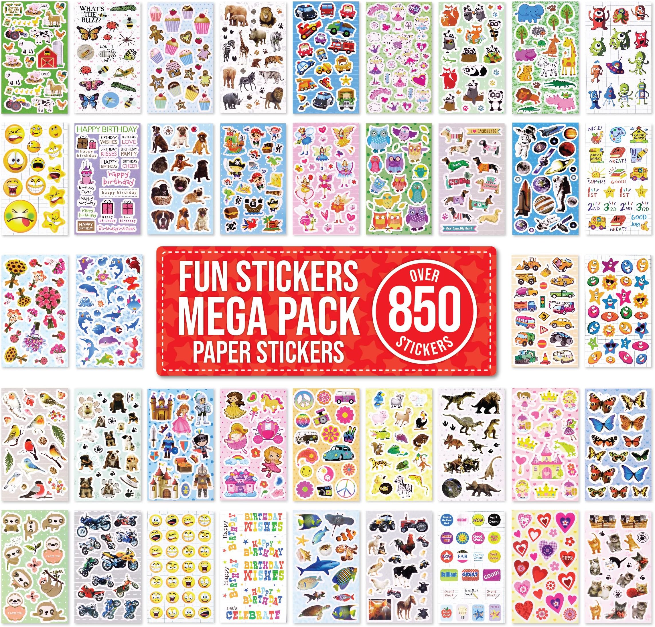 OWill 3D Sticker Set Aufkleber für Kinder & Kleinkinder,40 Verschiedene ...