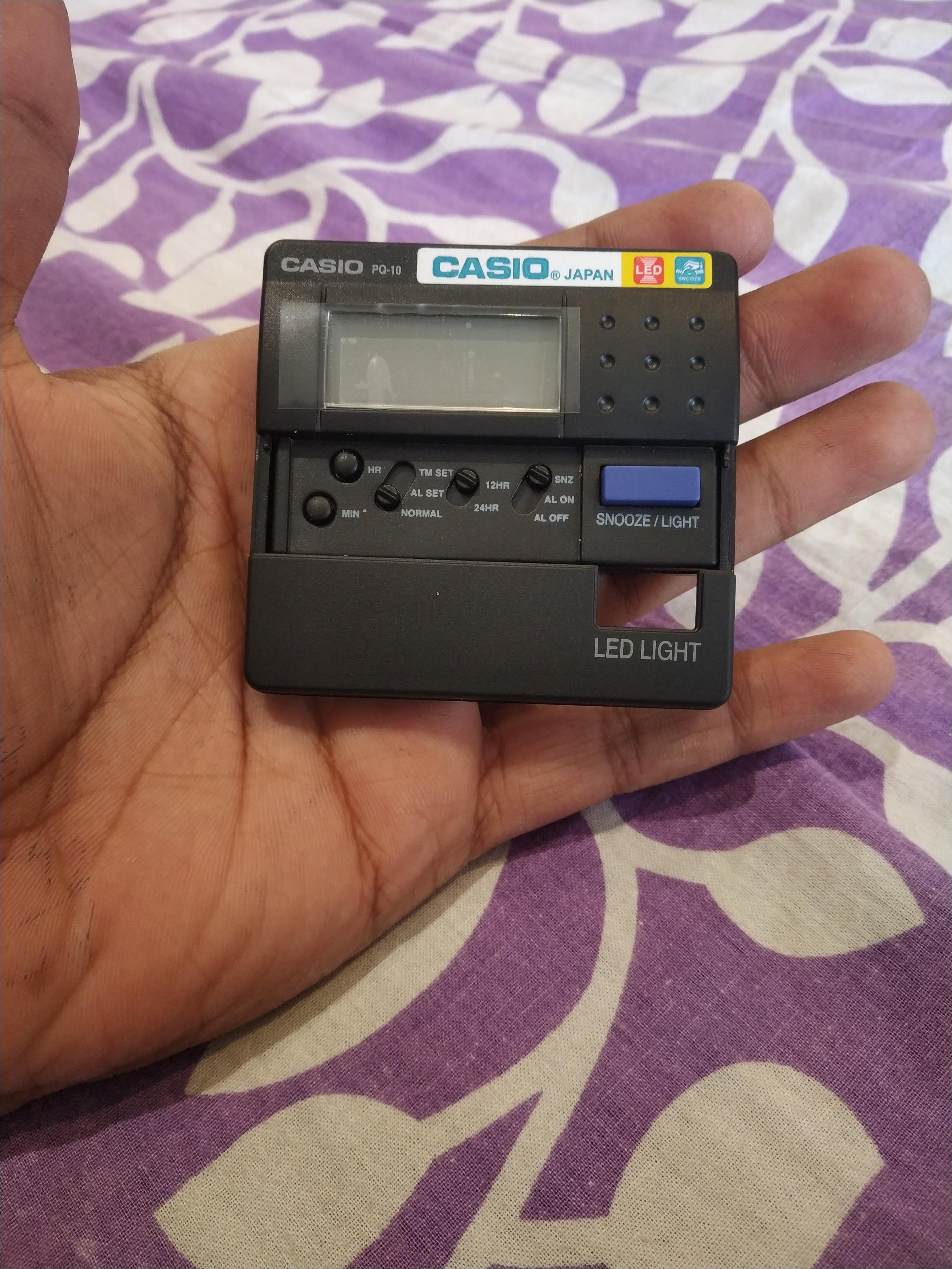 Casio PQ-10-1R (PL001) Resin Digital Table Clock, Black, 8 x 6.2 x 2.6 ...