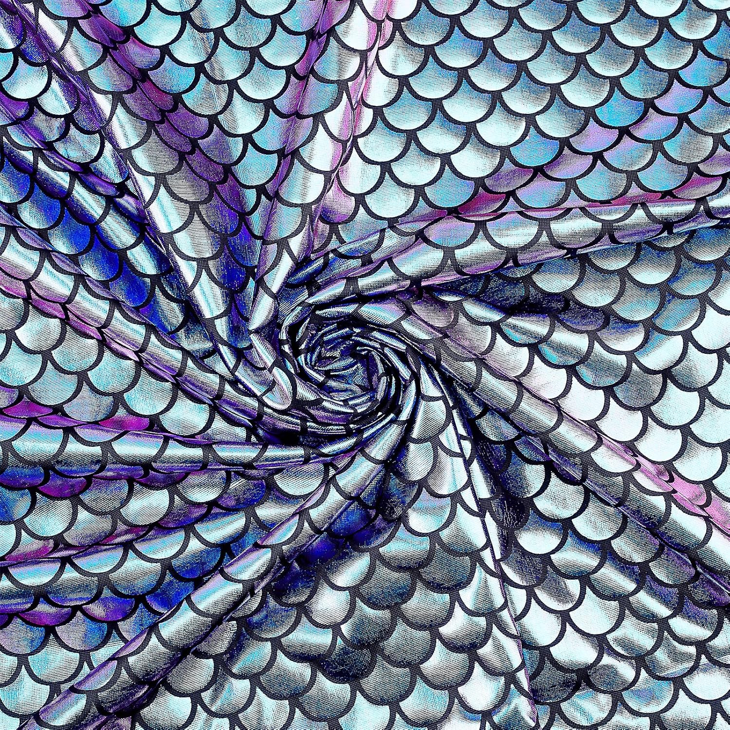 FINGERINSPIRE Meerjungfrauen Stoff 100x150cm Hellmeergrün Hologramm 2 ...