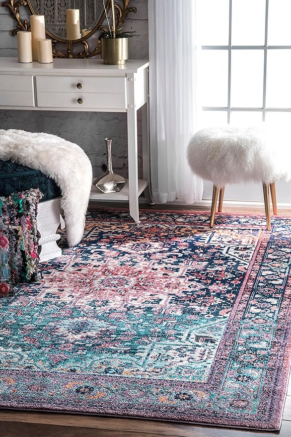 Amazon.com: nuLOOM Vintage Floral Medallion Kermit Rug, 2' x 8', Pink ...