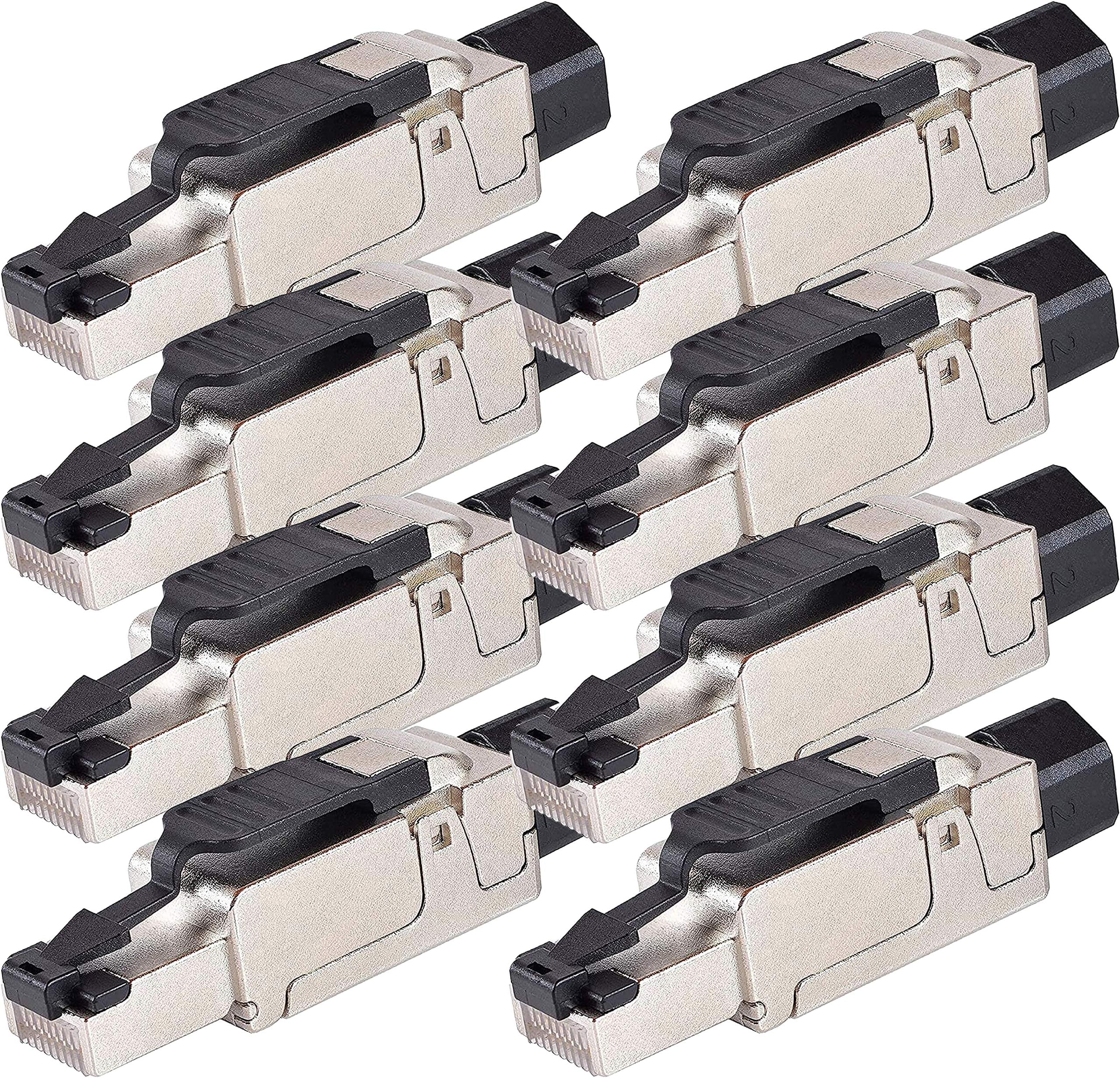 Cat6a Netzwerkstecker 20x RJ45 Stecker Werkzeuglos/bis 10 Gigabit ...