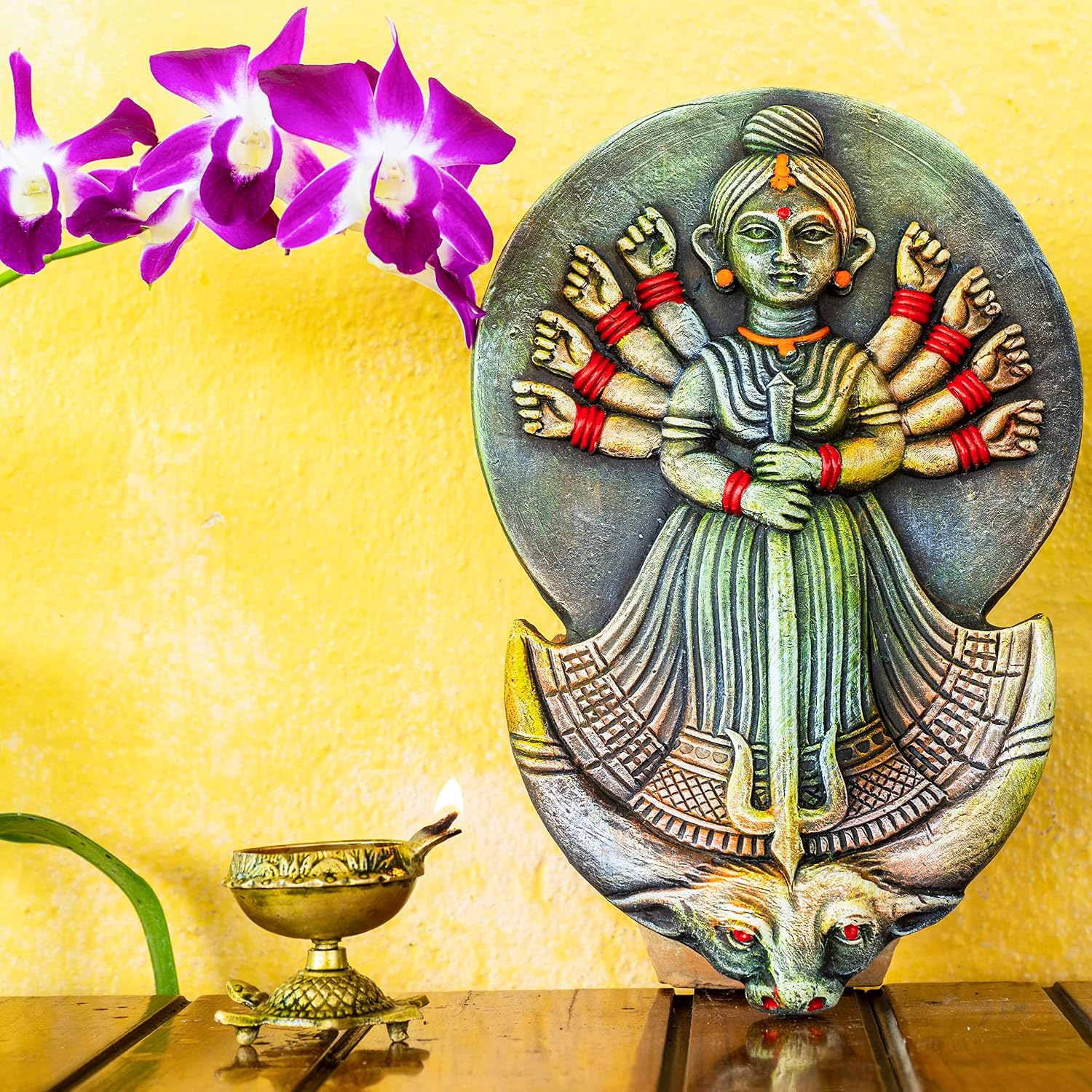 Buy Maa Durga Wall Art Statue made of holy Ganges Clay - Hand Crafted ...