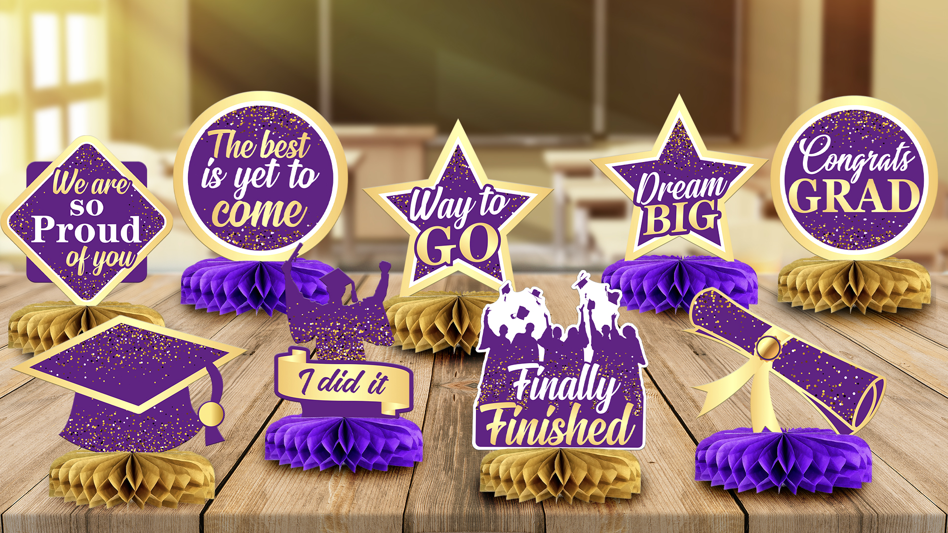Purple Graduation Table Centerpieces Sweet 16 Centerpiece