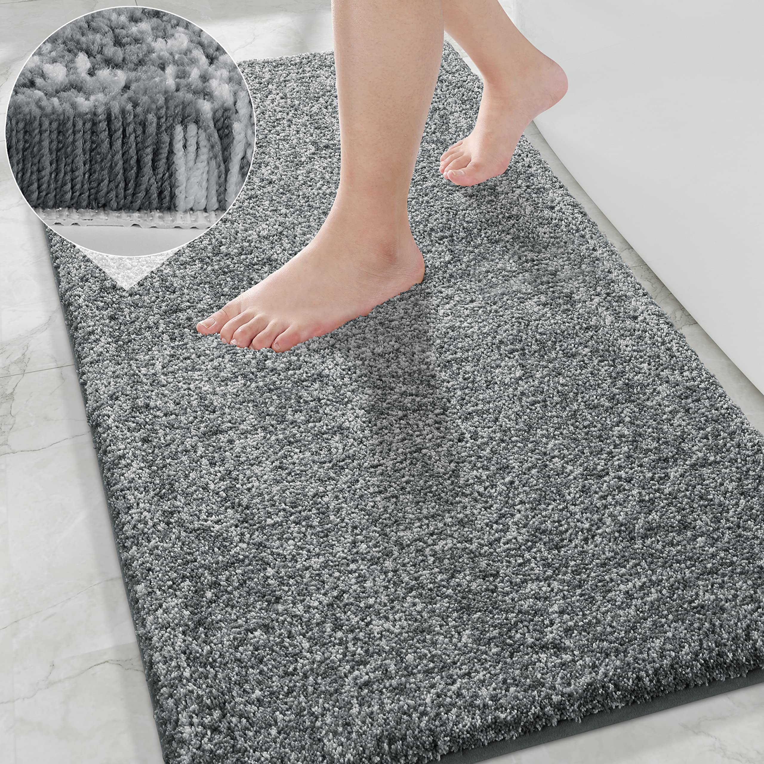 Yimobra Plush Fluffy Bathroom Rugs, Shaggy Soft Non Slip Bath Room Mat ...