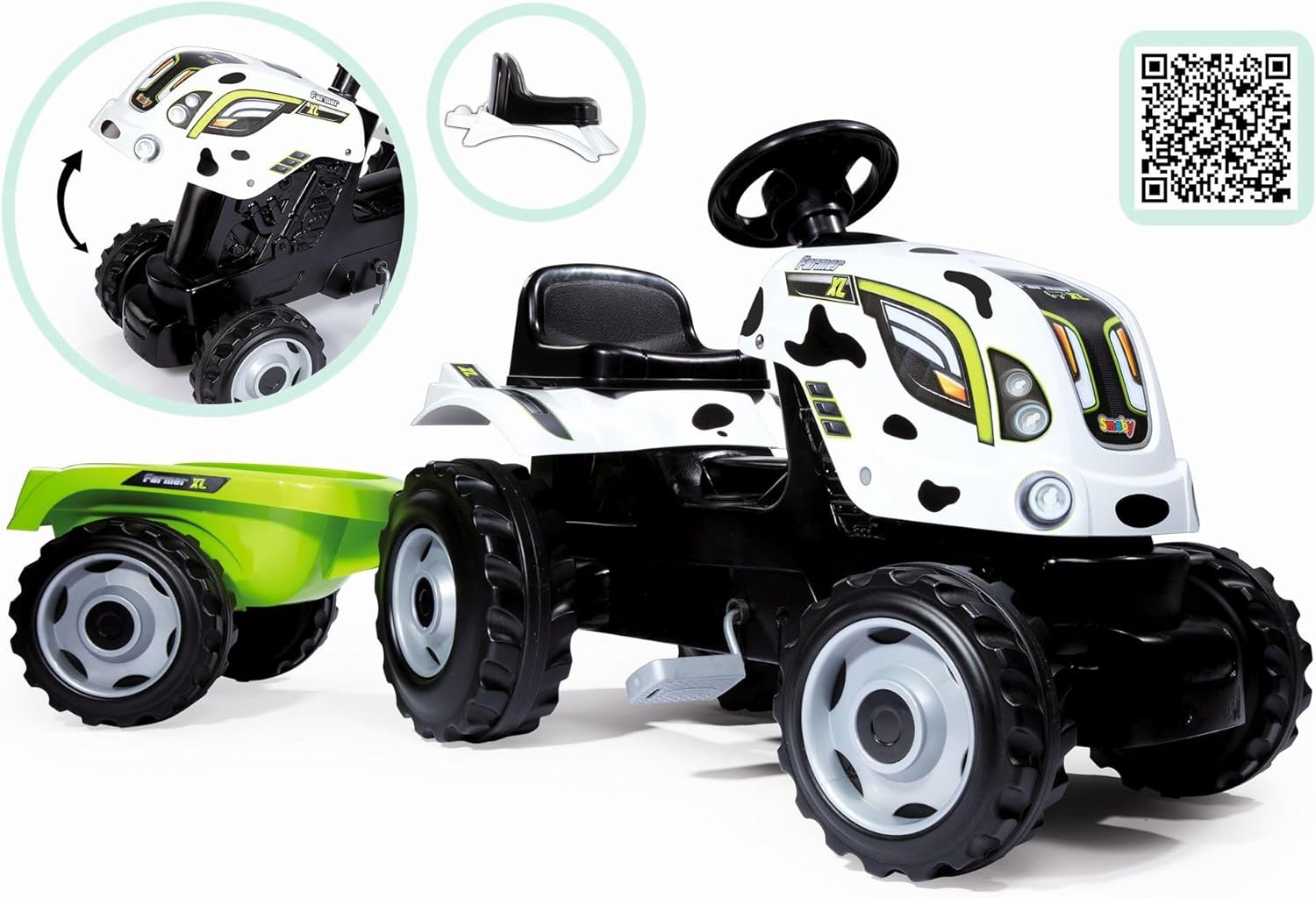 Smoby - Tracteur Farmer XL + Remorque - Tracteur à Pédales Enfant ...