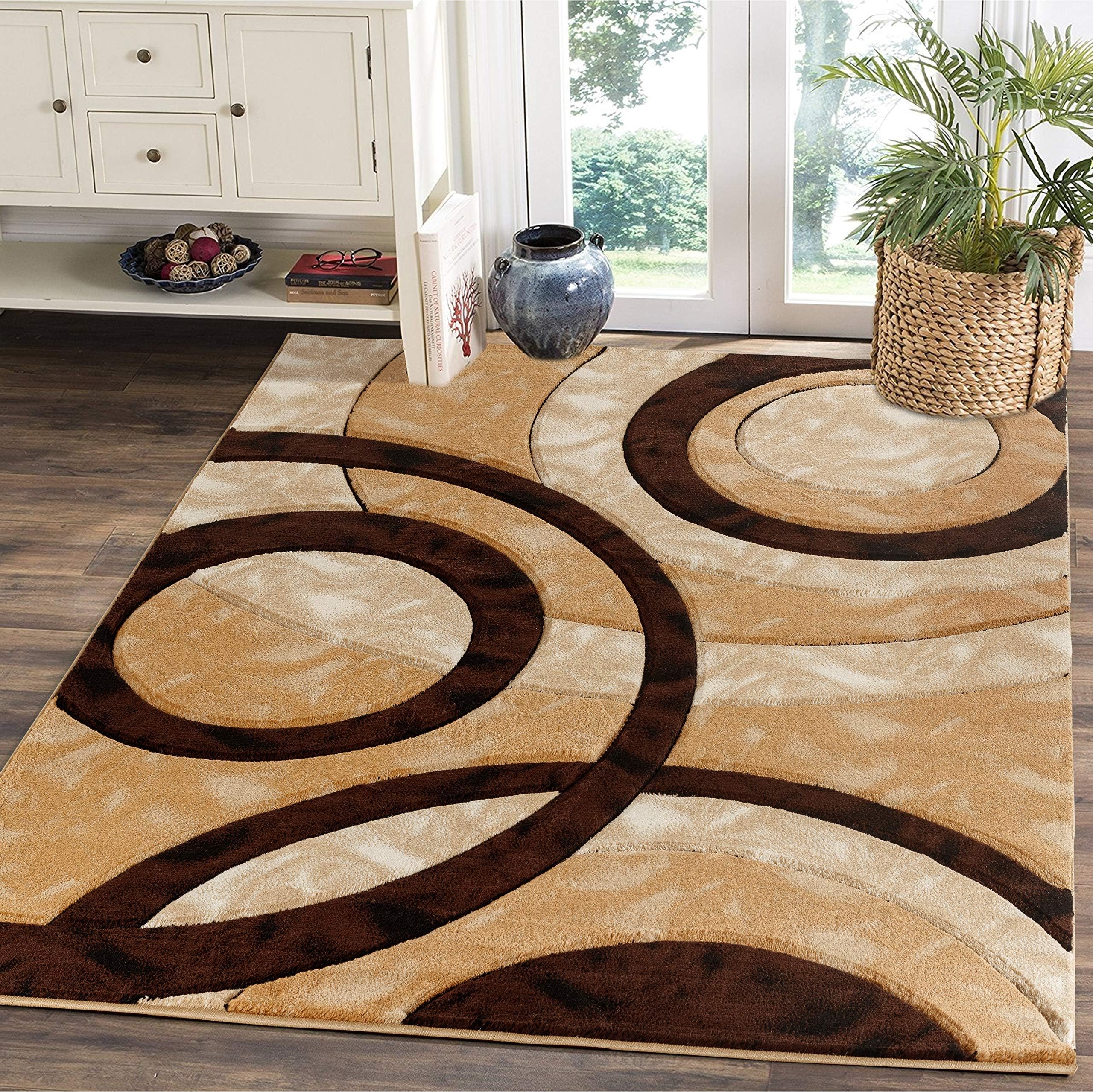 Amazon.com: Paco Home Area Rug Modern Geometric Pattern in Brown Beige ...