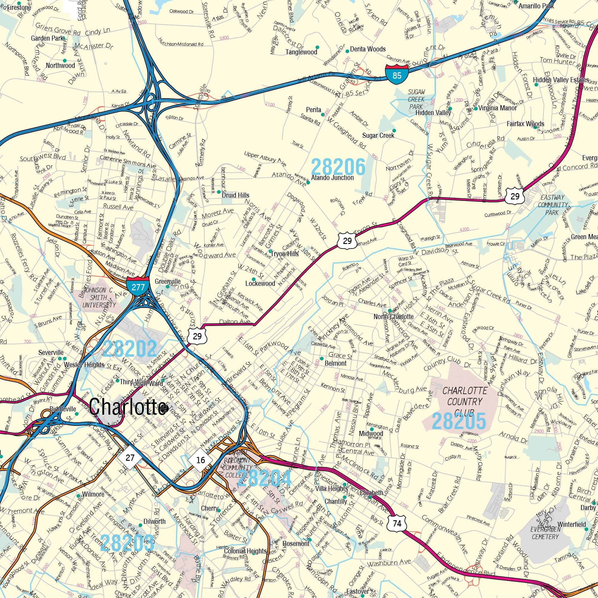 Charlotte Zip Code Map Printable Charlotte Zip Codes Mecklenburg