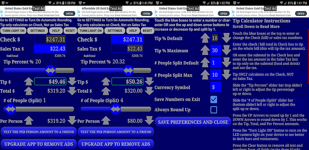 Easy Fast Restaurant Tip & Split Calculator FREE - App on Amazon Appstore