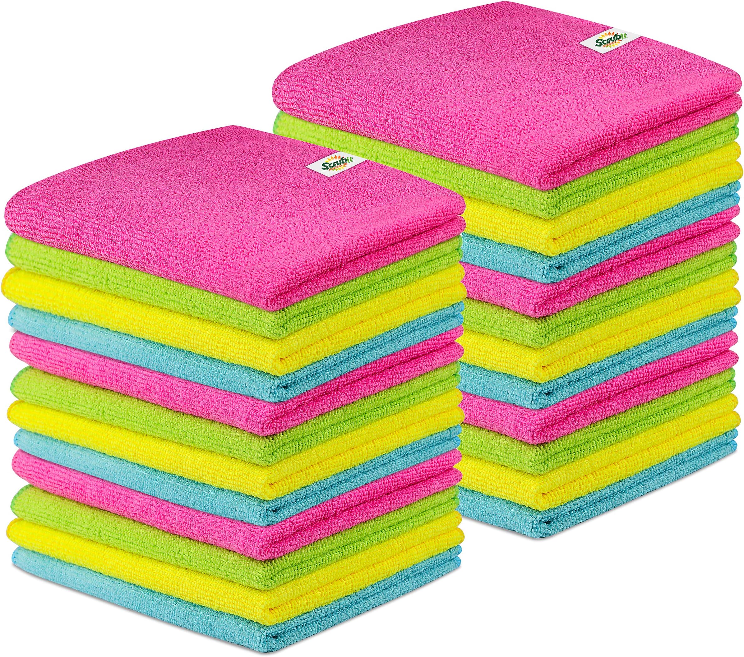 Amazon.com: SCRUBIT 24 Pack Microfiber Cleaning Cloth Lint Free and ...