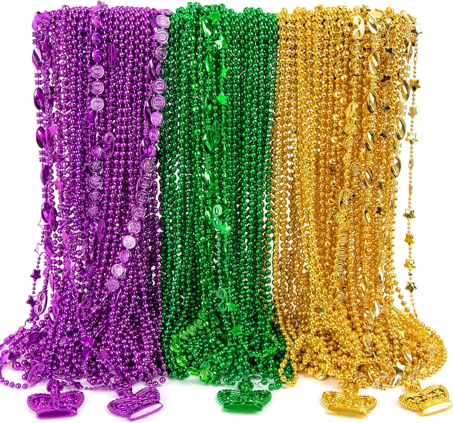 Amazon.com: EOBOH Mardi Gras Beads Decorations, 120PCS Green Purple ...