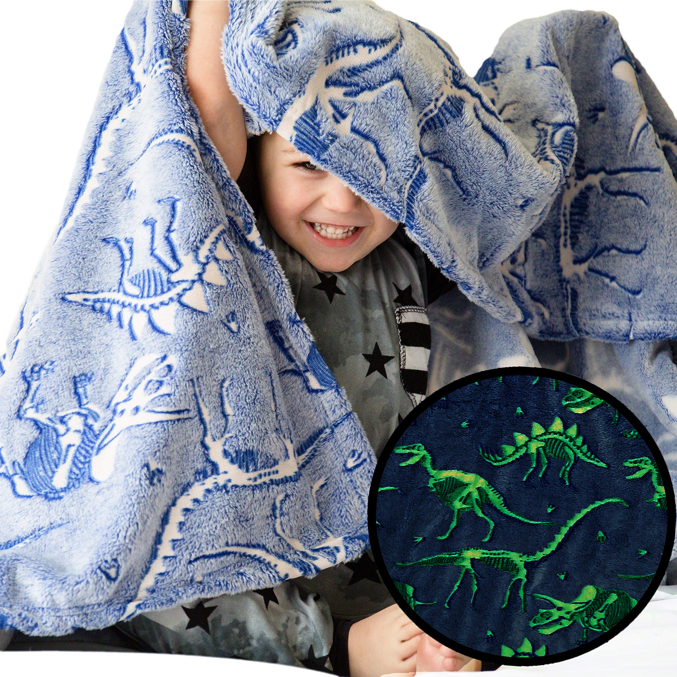 Amazon.com: Dinosaur Blanket Glow in The Dark Luminous Dino Blanket for ...