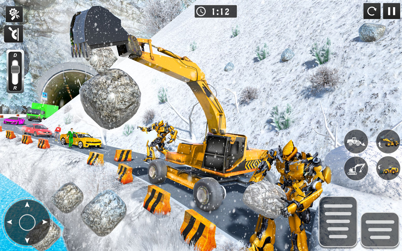 Snow Excavator Crane Simulator City Construction Bulldozer Plow Games ...