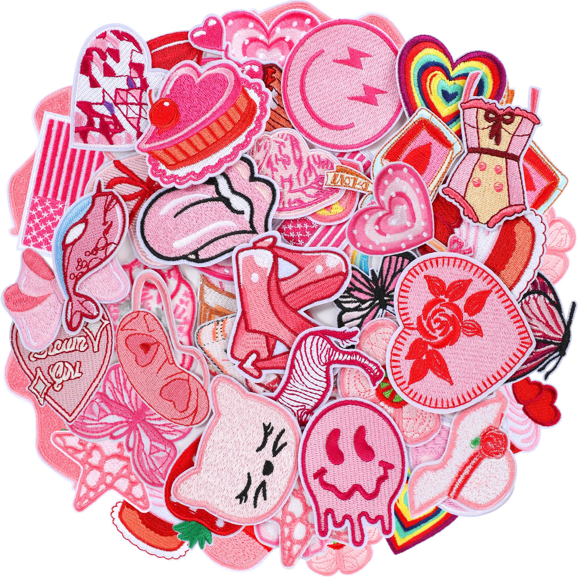 Amazon.com: 40Pcs Embroidered Preppy Iron on Patches, Pink Iron On ...