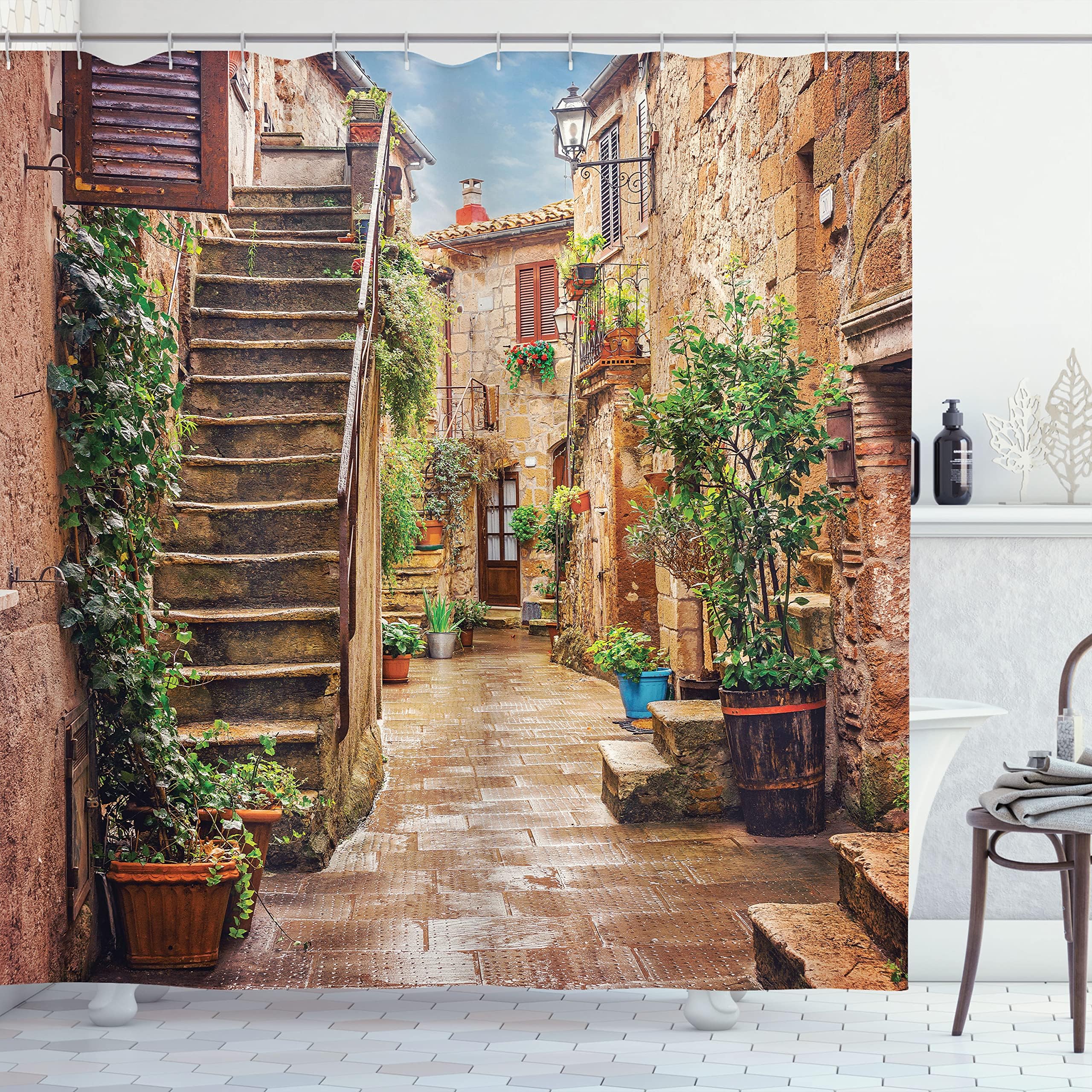 Amazon.com: TORYVERESS Italy Shower Curtain Polyester Bathroom Curtains ...
