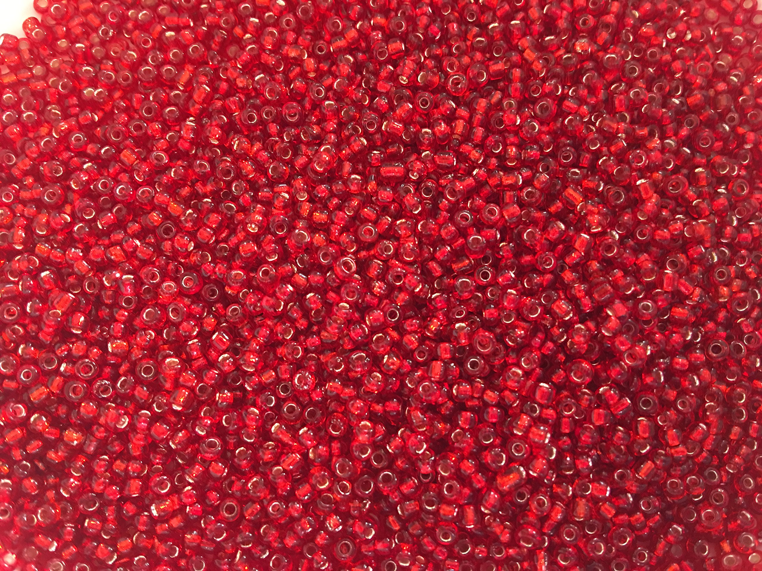 Amazon.com: Czech Glass Seed Beads Red Color Silver Lined Size:11/0 50 ...