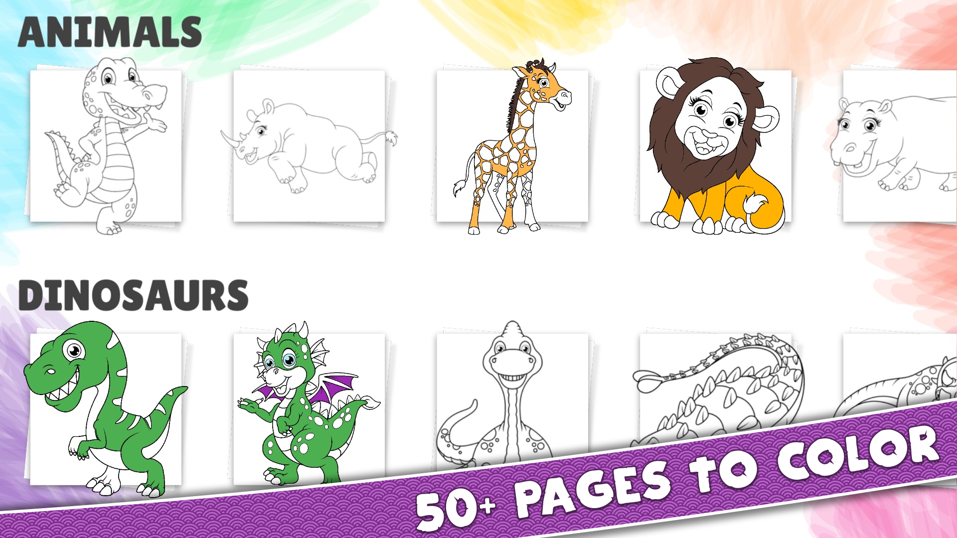 Dinosaur coloring book for kids and toddlers - Little Picasso 2 - 50 ...