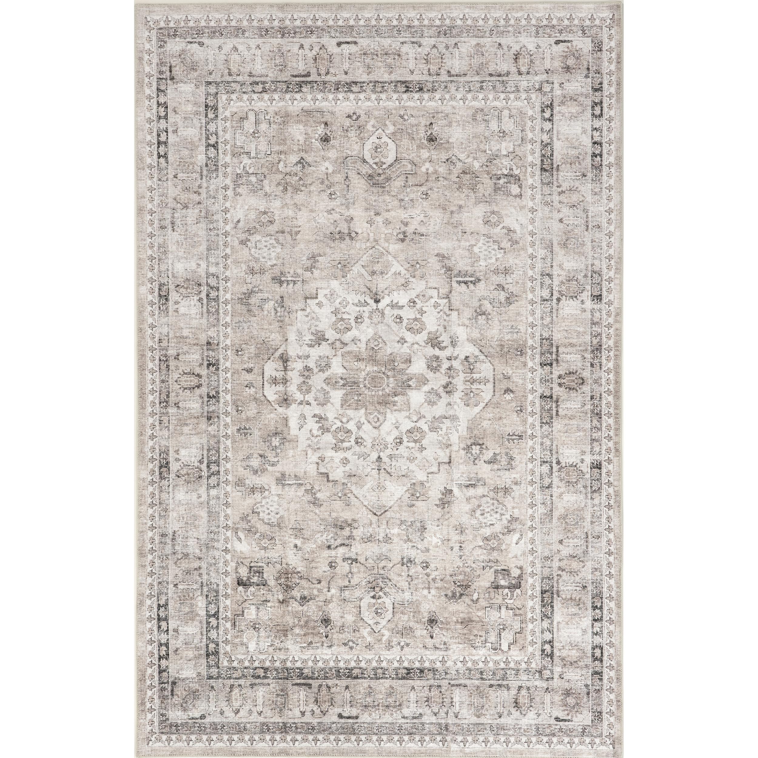 nuLOOM Davi Faded Stain-Resistant Machine Washable Area Rug, 9x12, Taupe