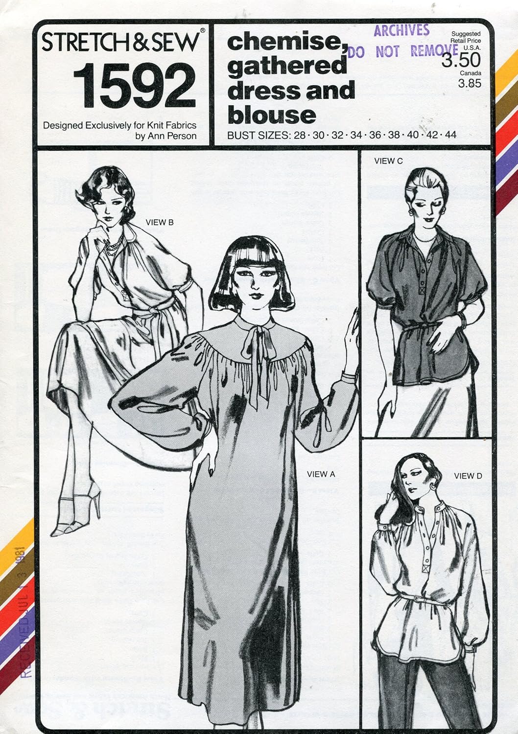 Amazon.com: Stretch & Sew Pattern 1592 ~ Chemise, Gathered Dress ...