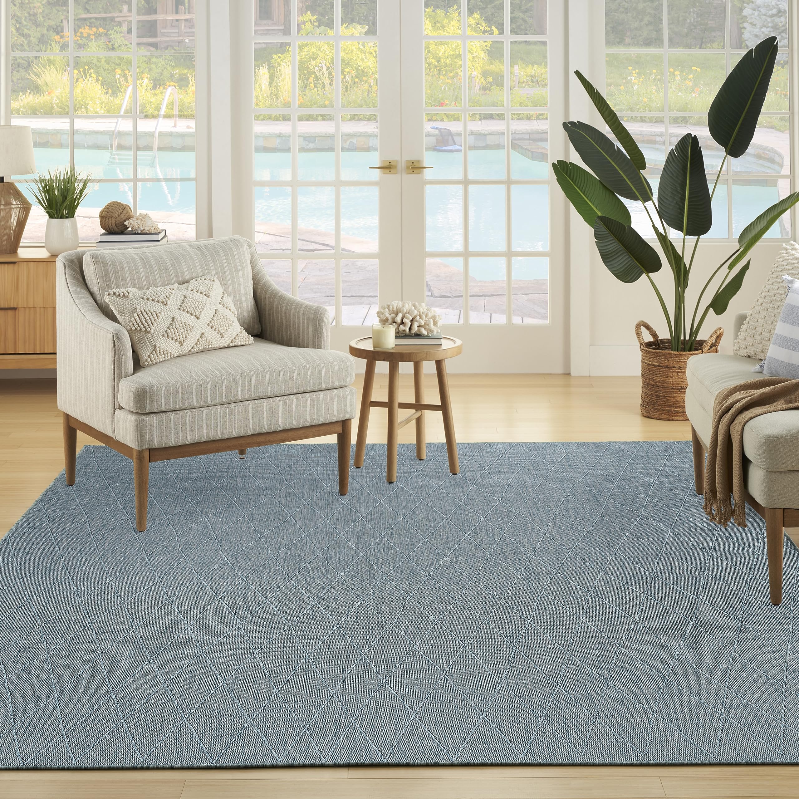 Snapklik.com : Nourison Home Practical Solutions Outdoor Aqua 8 X 10 ...