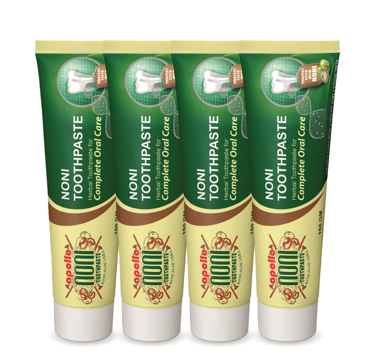 Apollo Noni Fluoride Free Antibacterial Toothpaste 600gm (150gm*4 ...