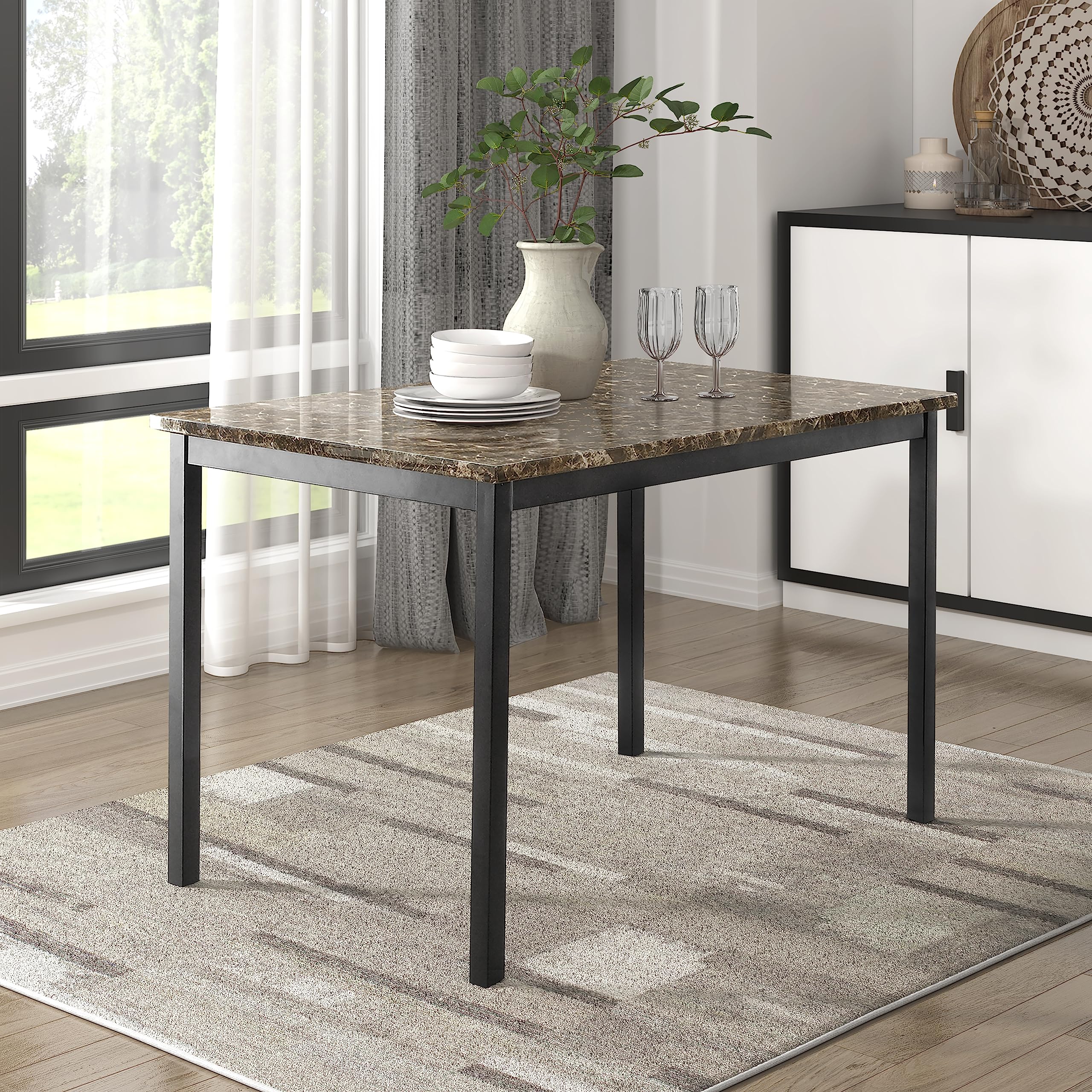 Amazon.com - Lexicon Aslan Metal Dining Table with Faux Marble Top ...