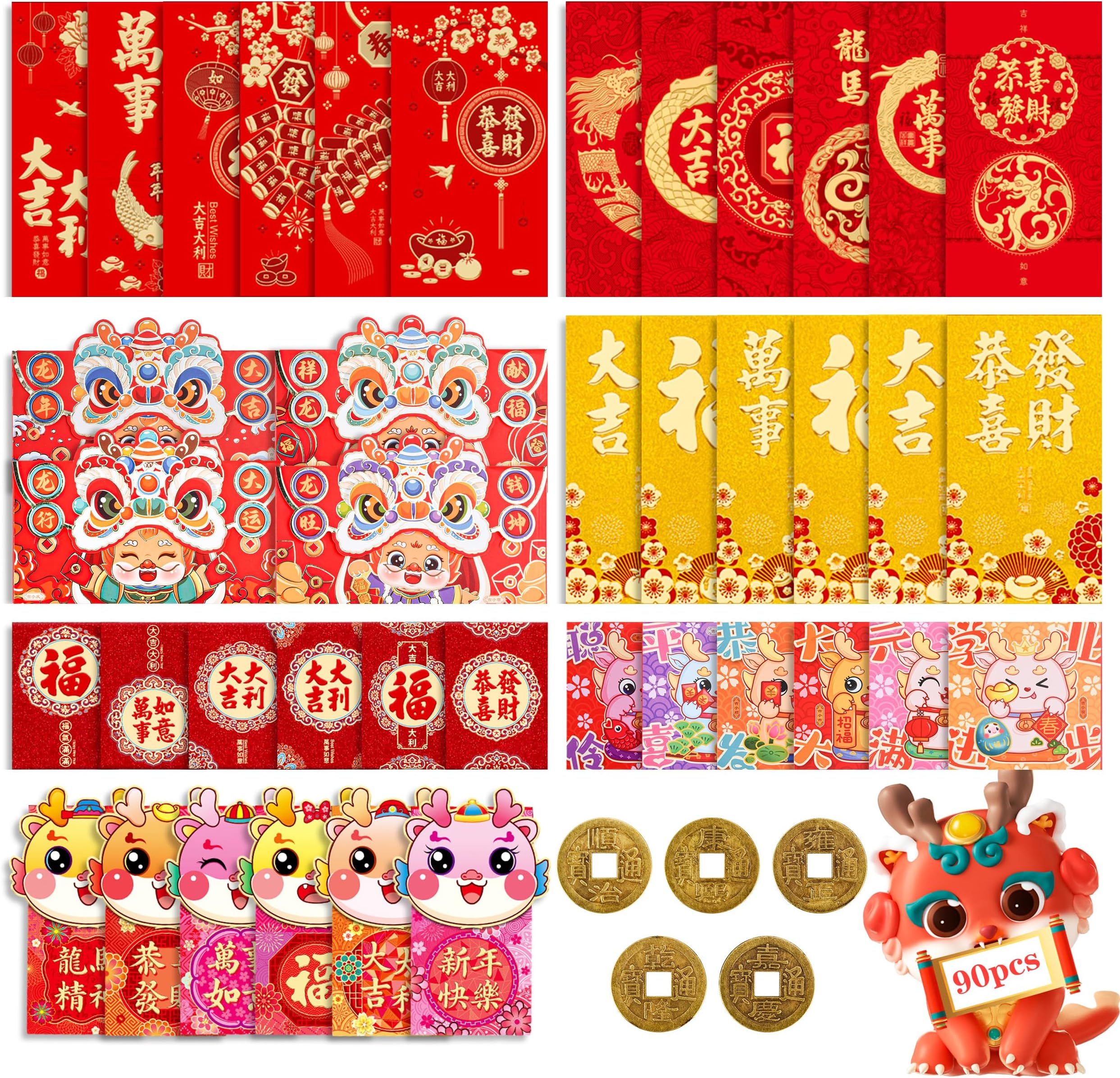 Abitoncc Chinese Red Envelopes, Chinese New Year Coins, Chinese New ...