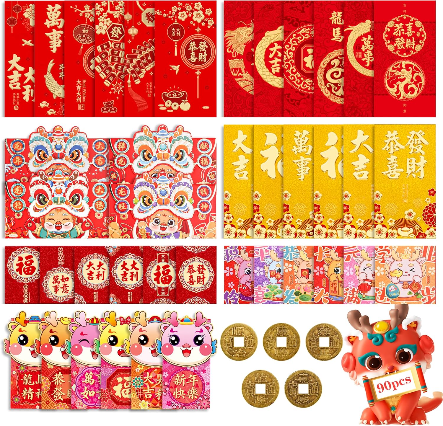 Abitoncc Chinese Red Envelopes, Chinese New Year Coins, Chinese New ...