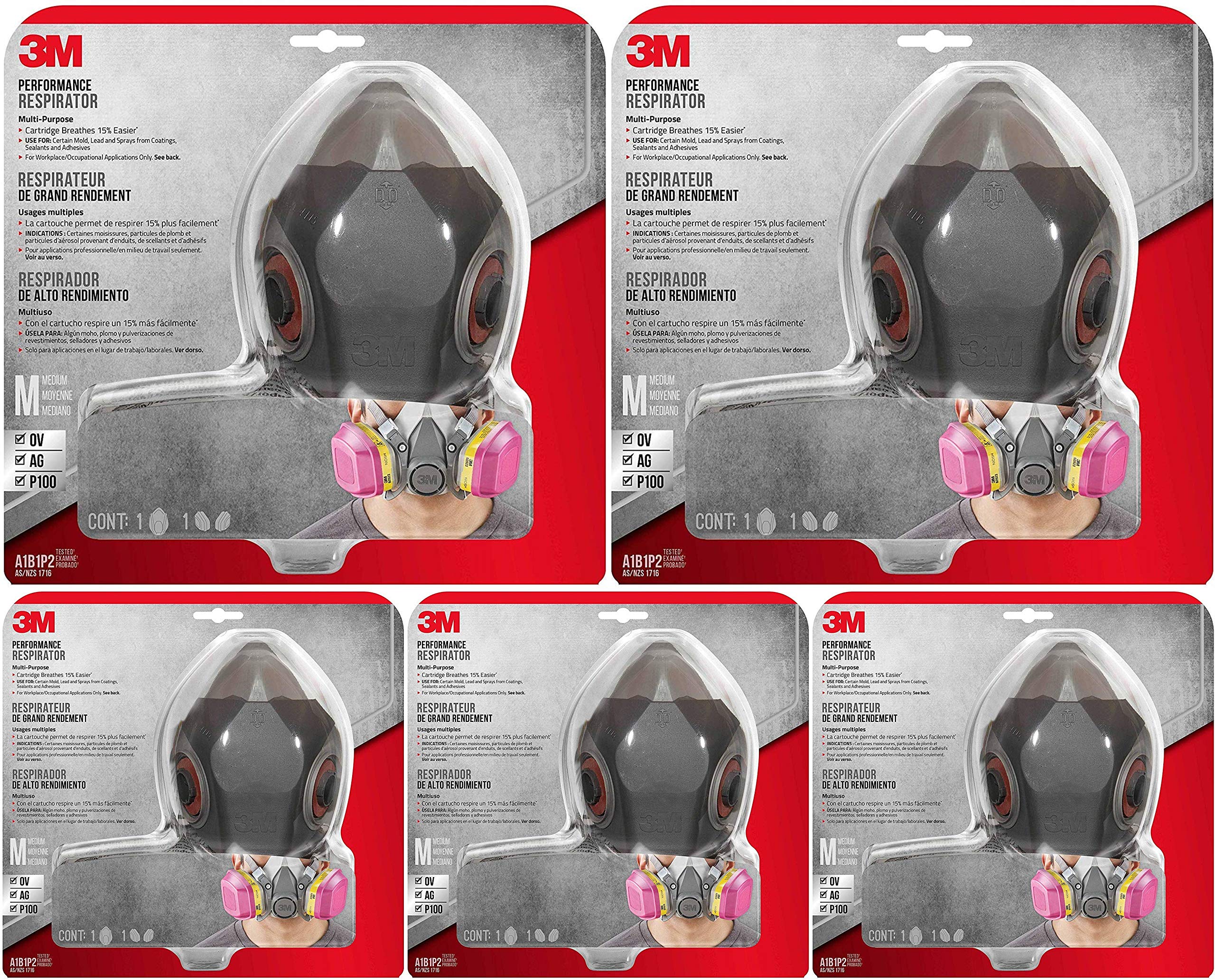 Buy 3M 62023HA1-C Professional Multi-Purpose Respirator, Medium - 5 ...