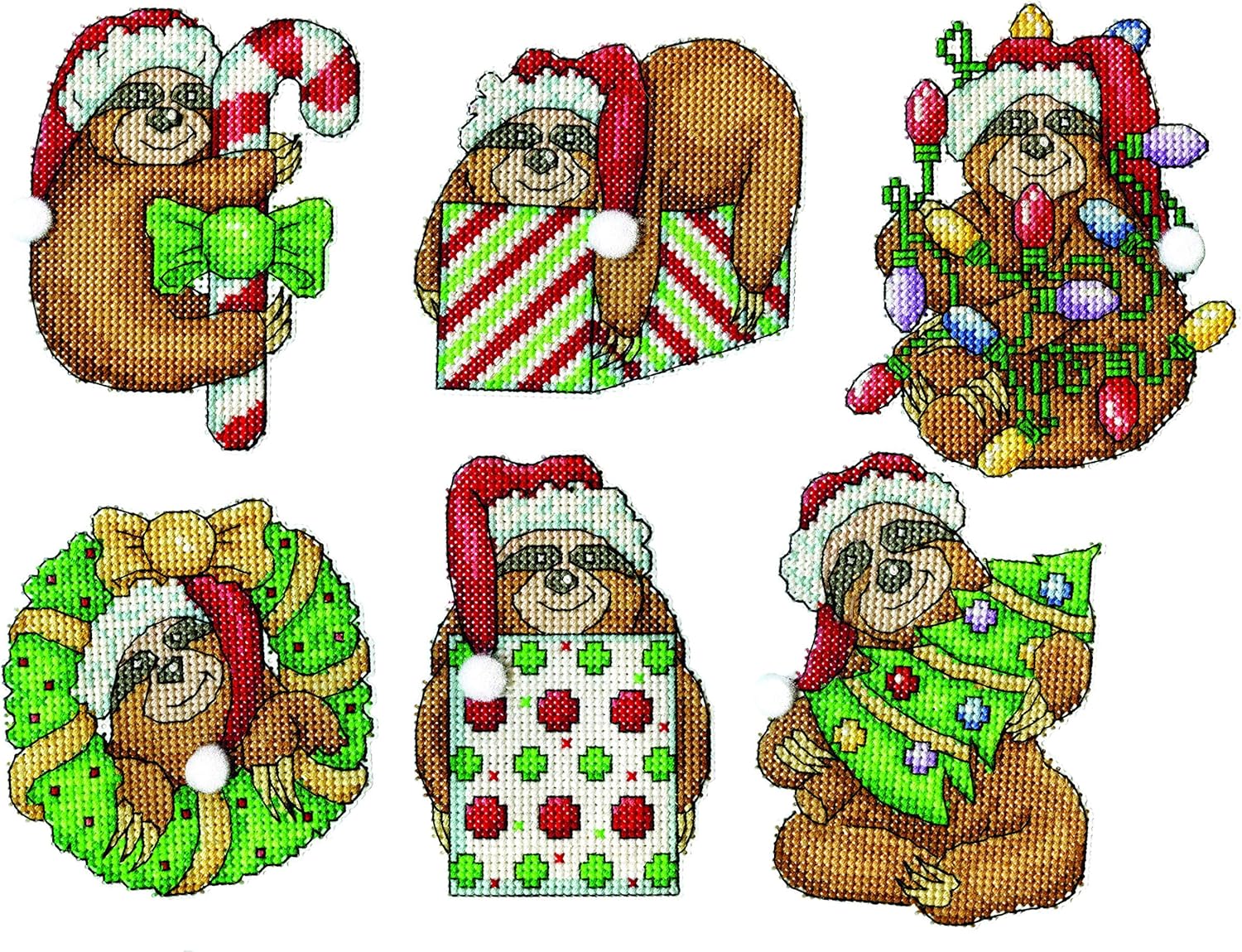 Amazon.com: Design Works Crafts Cross Stitch Ornaments Kit-Makes Set of ...