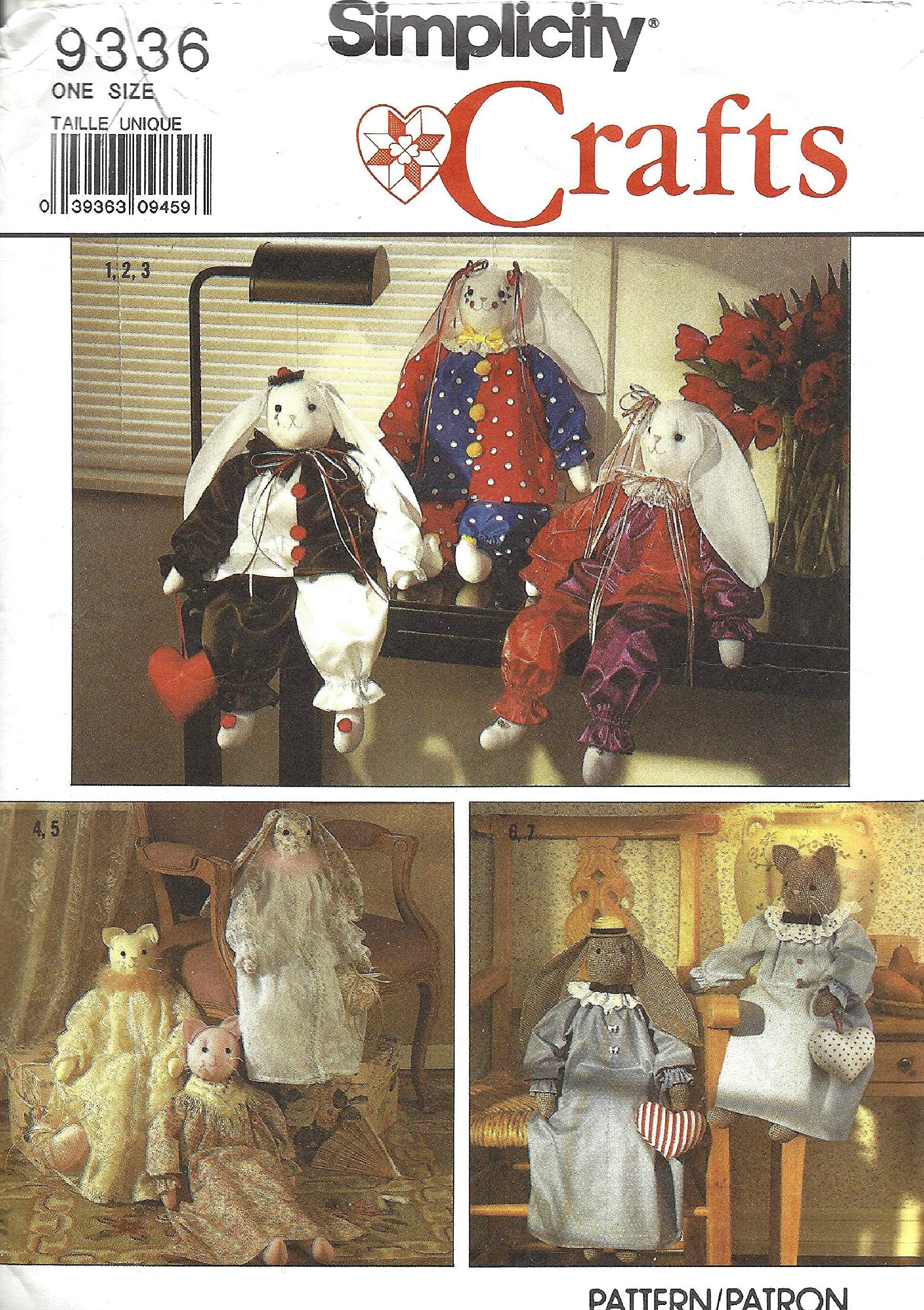 Amazon.com: Simplicity Crafts Pattern 9336 Decorative Stuffed 24" Bunny ...
