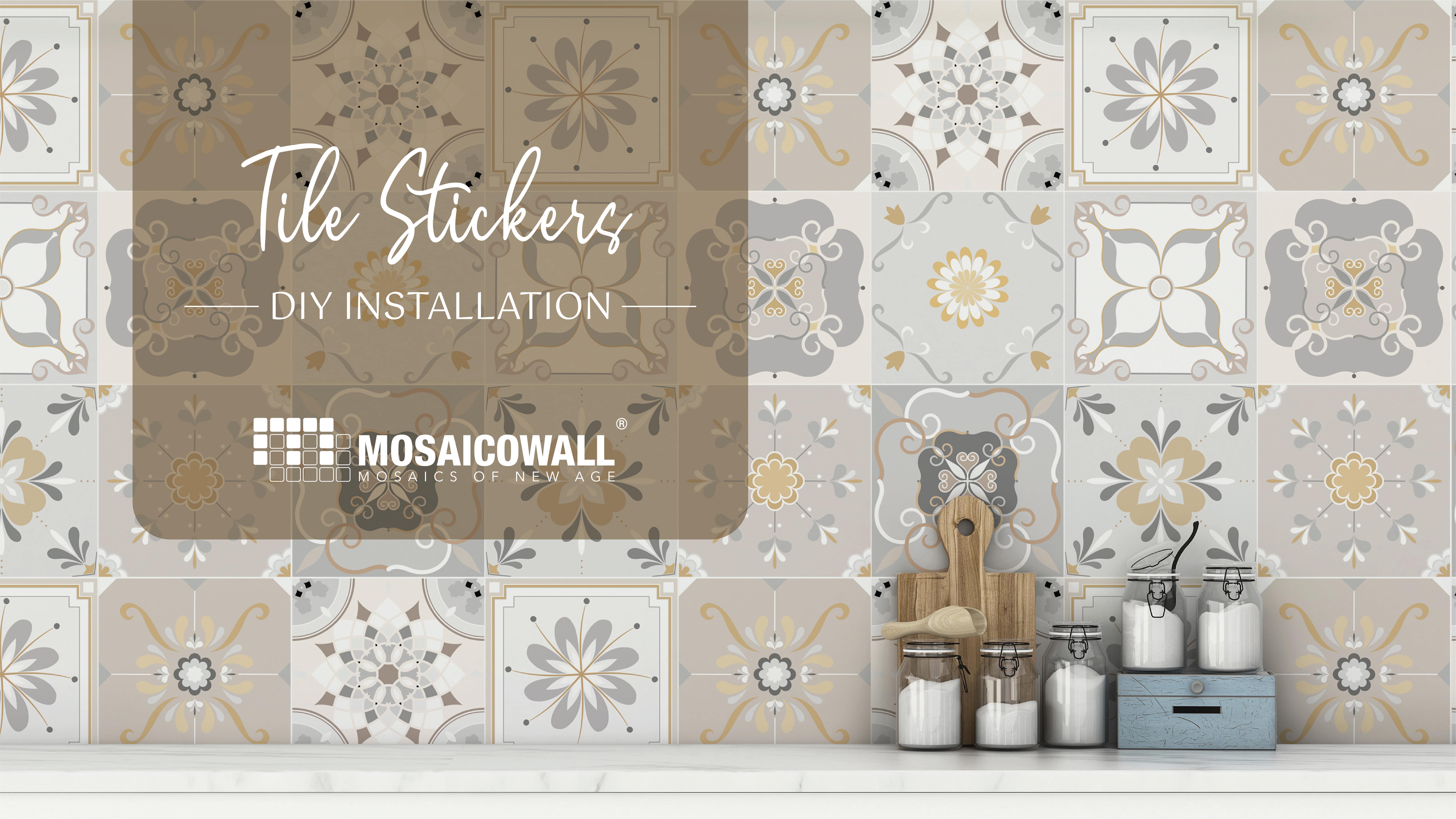 MOSAICOWALL DIY Decorative Wall Tile Stickers 6" x 6" Inch