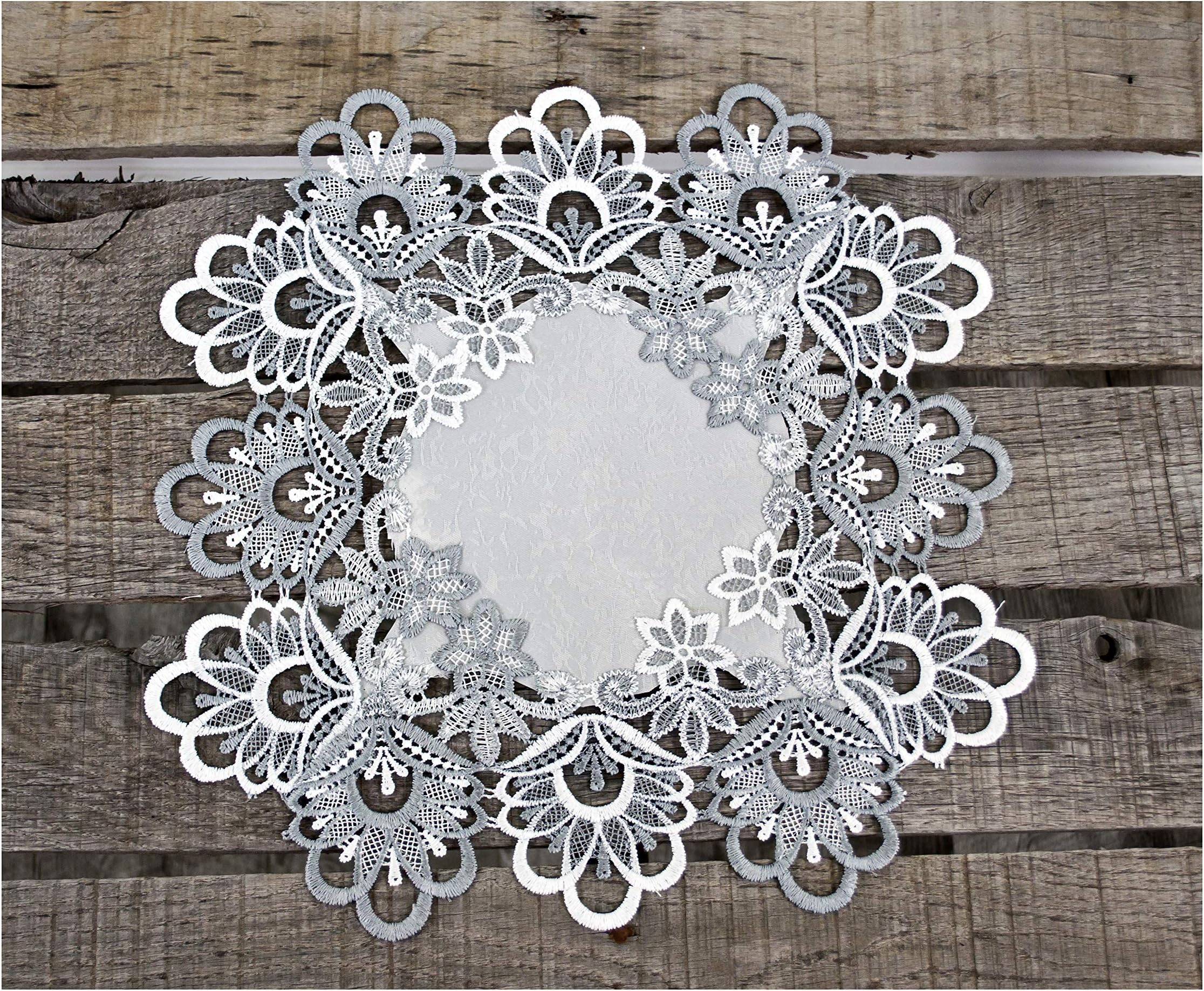 Amazon.com: Silver Antique Jacquard Peacock Tail Lace Doily, Place Mat ...