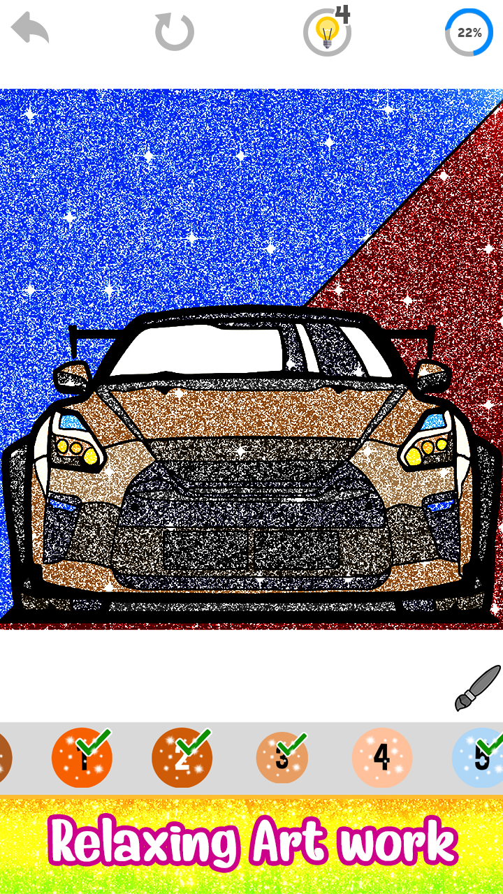 Super Cars Color by Number - Glitter, Crayon Pages Coloring Game:Amazon ...
