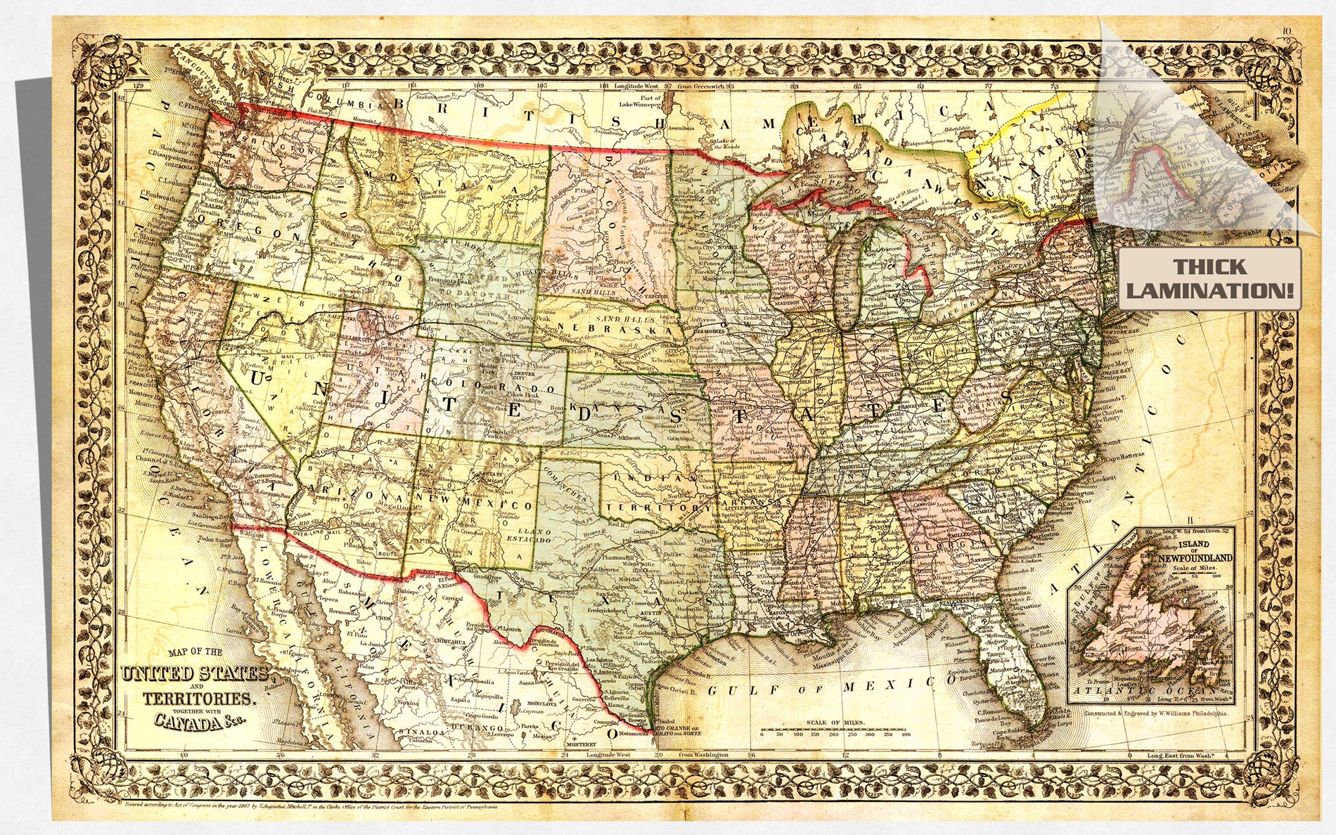 Vintage United States Map Vintage Map Of The United States Of America,